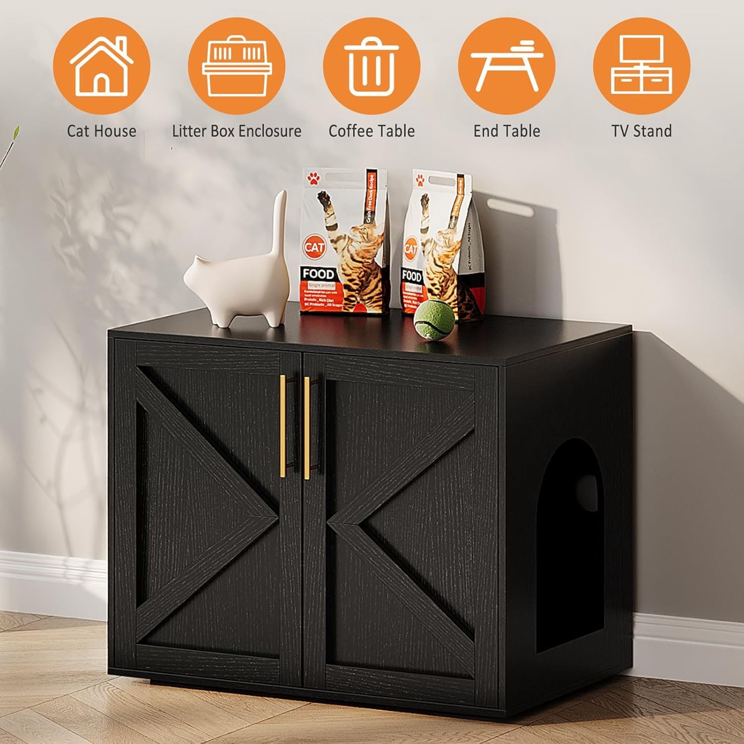 Huloretions Cat Litter Box Enclosure,Hidden Litter Box Furniture with ...