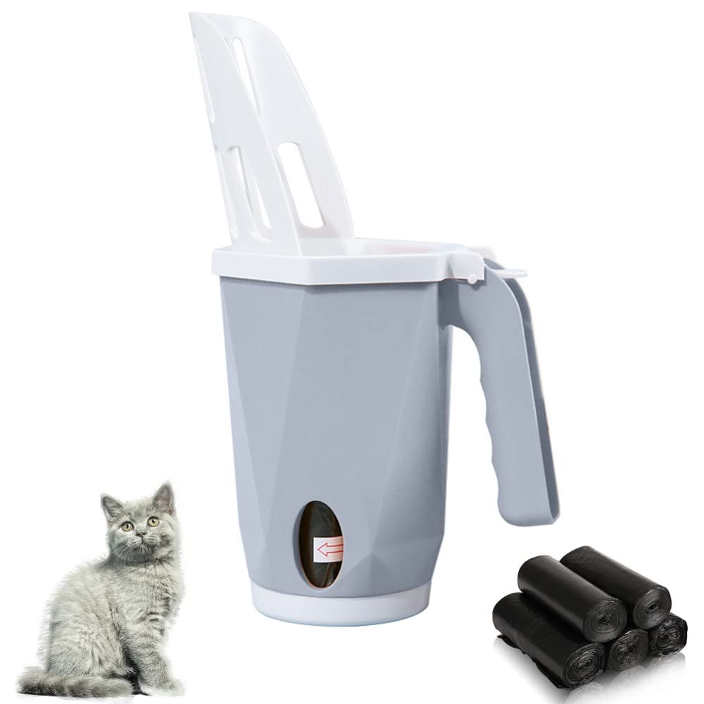 Huloretions Cat Litter Scoop with Bag Holder, Integrated Detachable ...