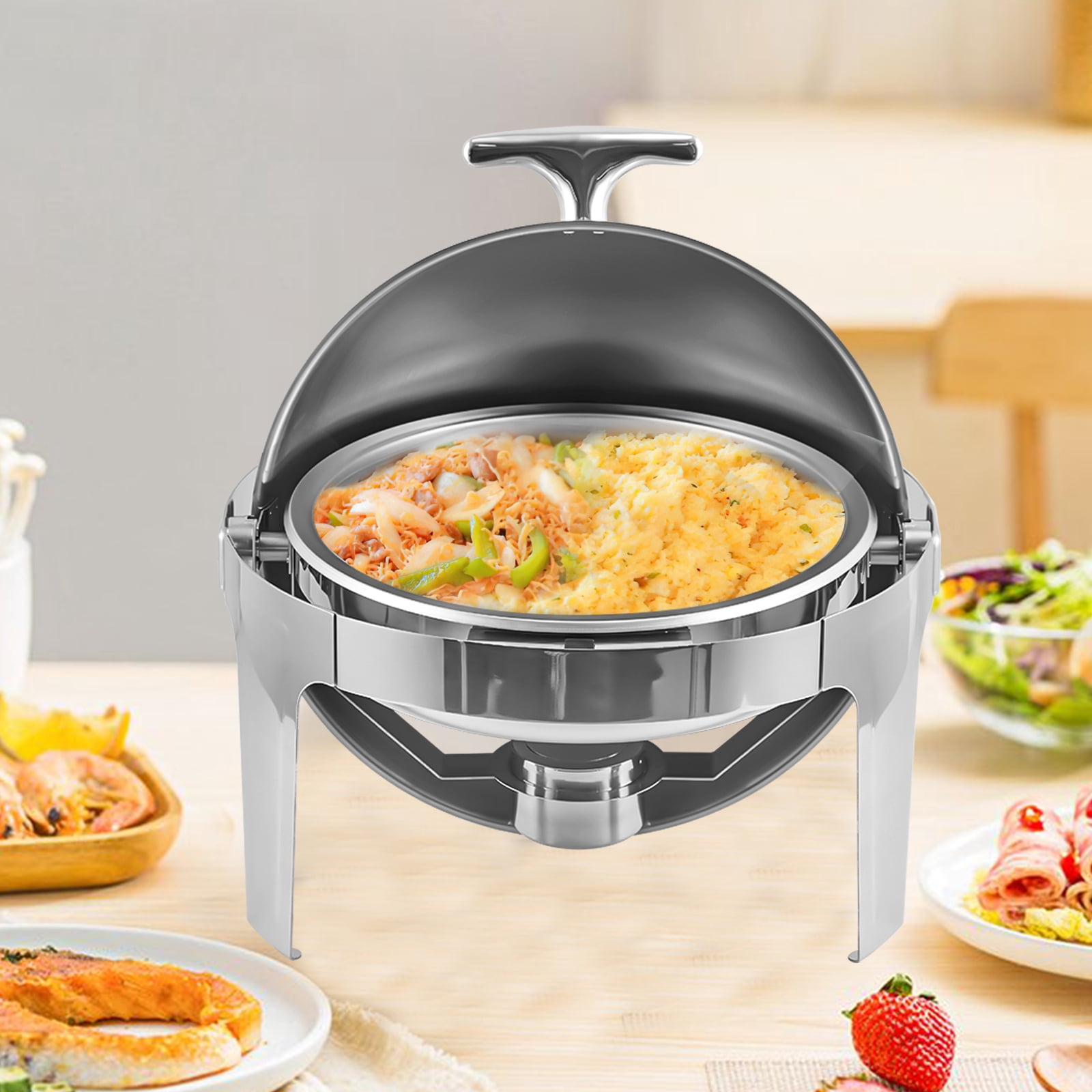 Huloretions Chafing Dishes for Buffet, 6QT Roll Top Chafing Dish Buffet ...