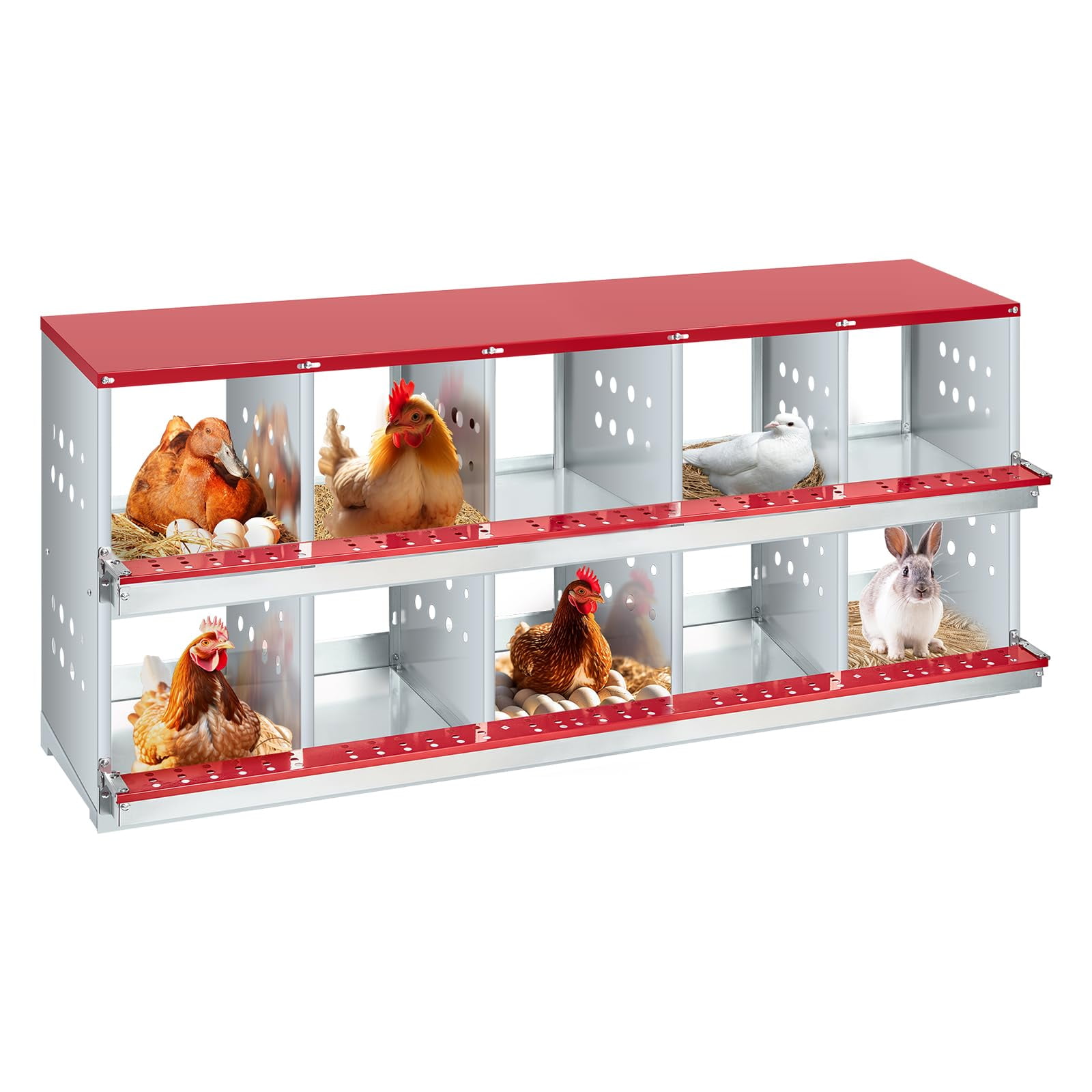 Huloretions Chicken Nesting Box,3 Compartment Metal Nesting Box,Chicken ...