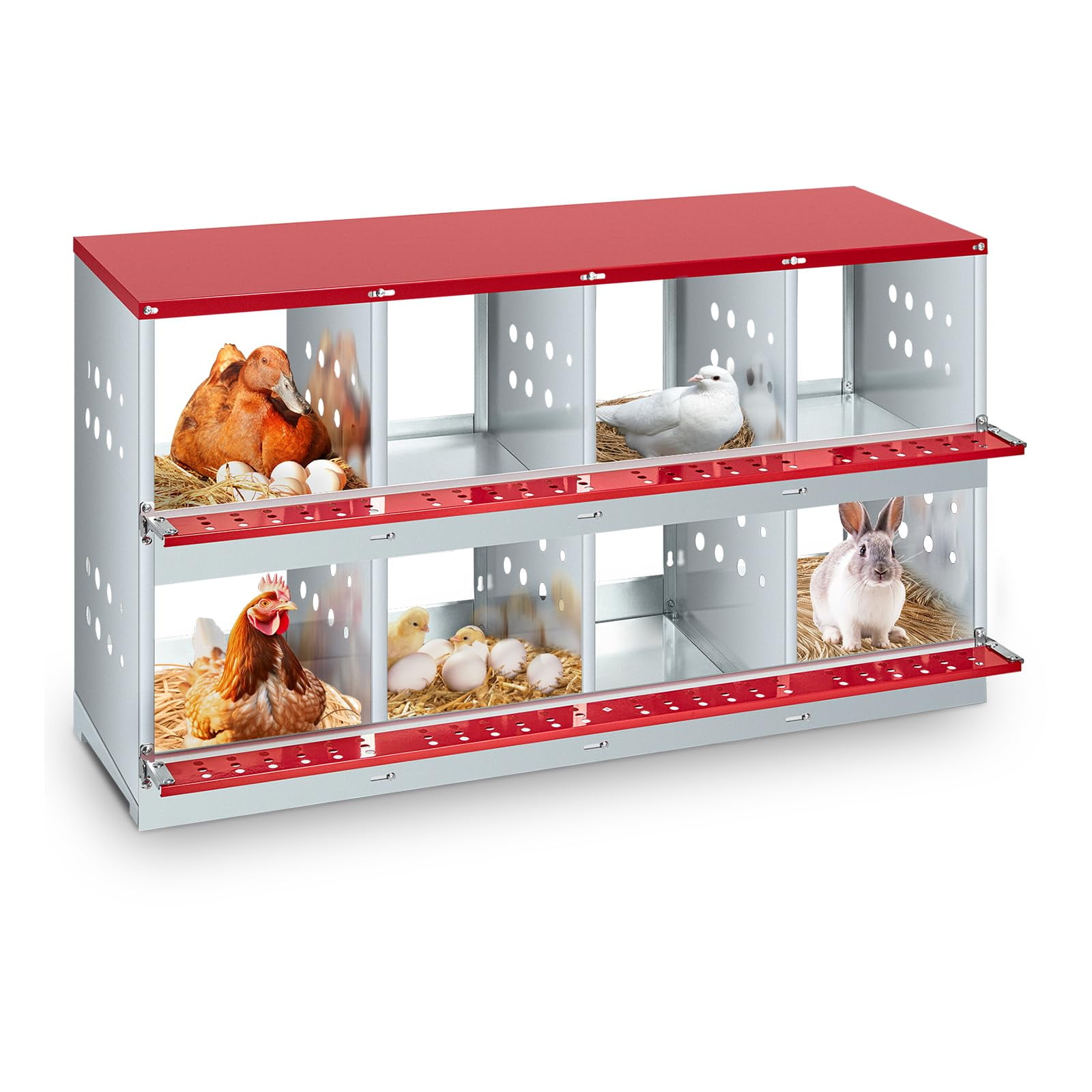 Huloretions Chicken Nesting Box,3 Compartment Metal Nesting Box,Chicken ...