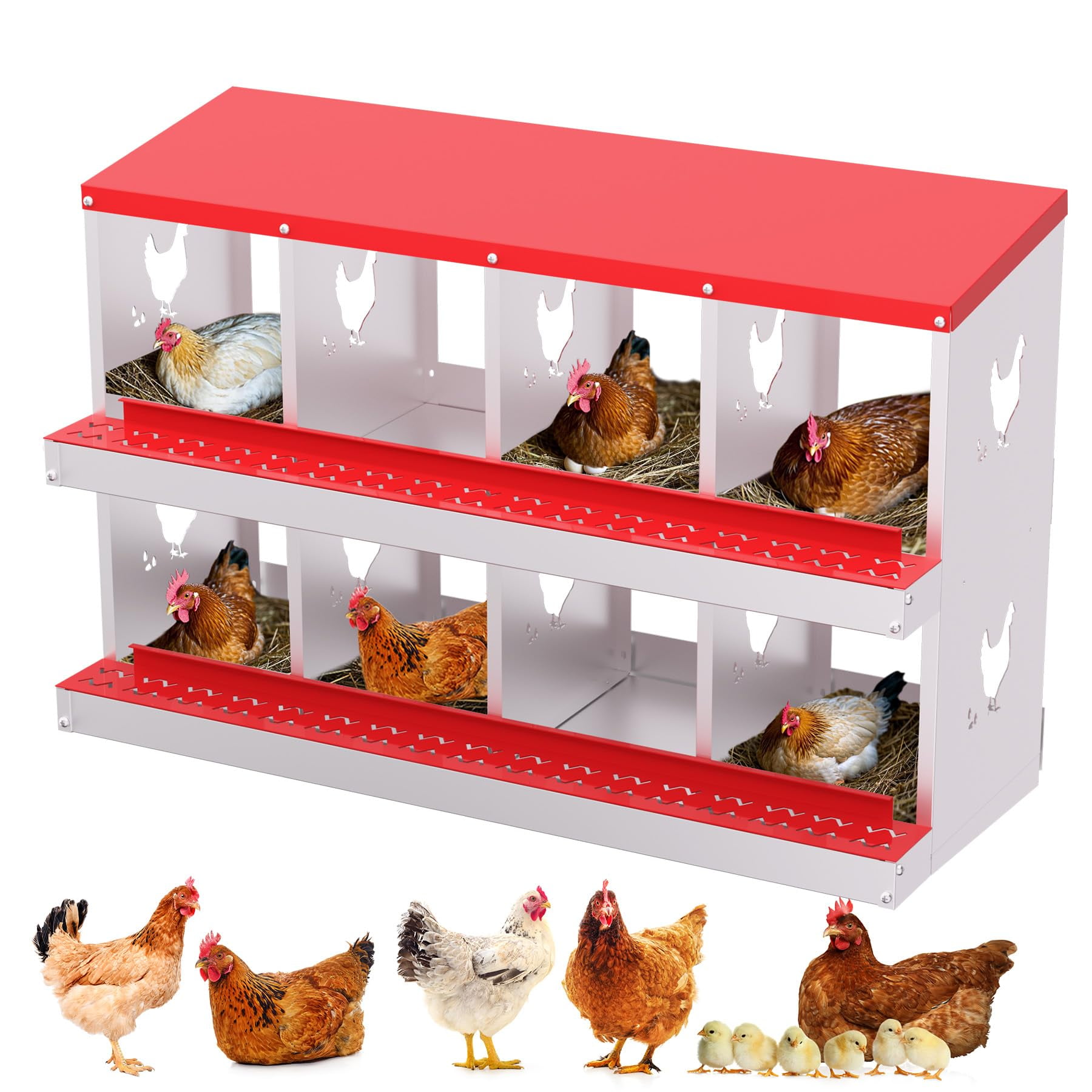 Huloretions Chicken Nesting Box,6 Compartment Nesting Box,6 Room Metal ...