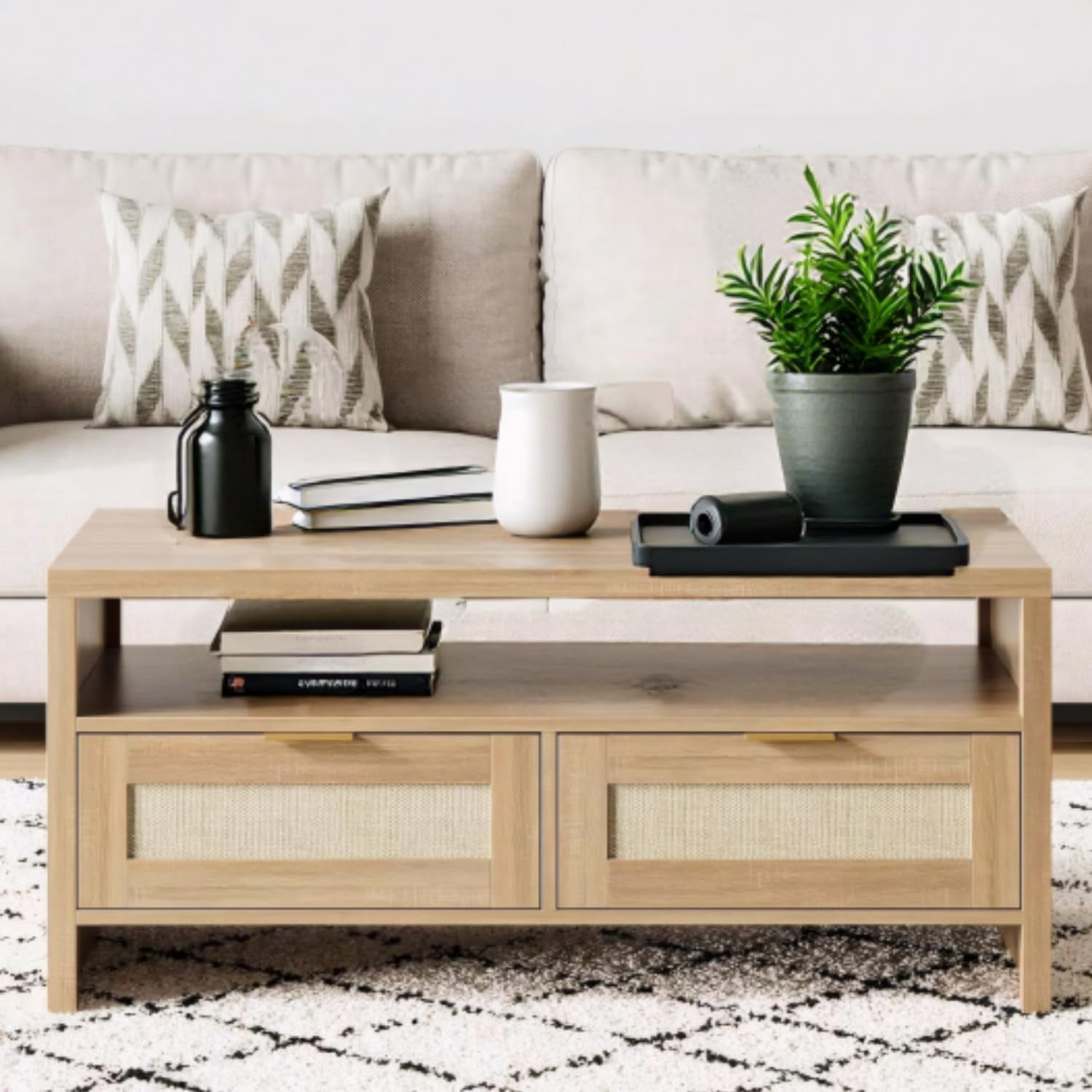 Huloretions Coffee Table for Living Room,40”Small Table with Storage ...