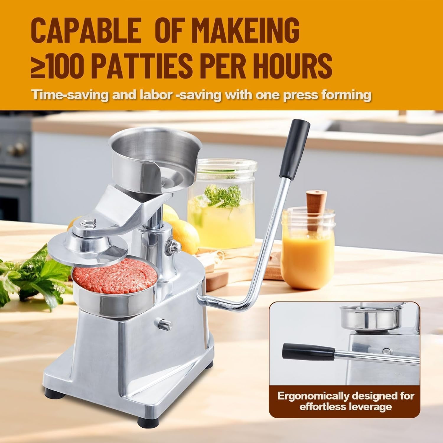 Huloretions Commercial Burger Patty Maker with 500 Pcs Patty Papers, 4 ...