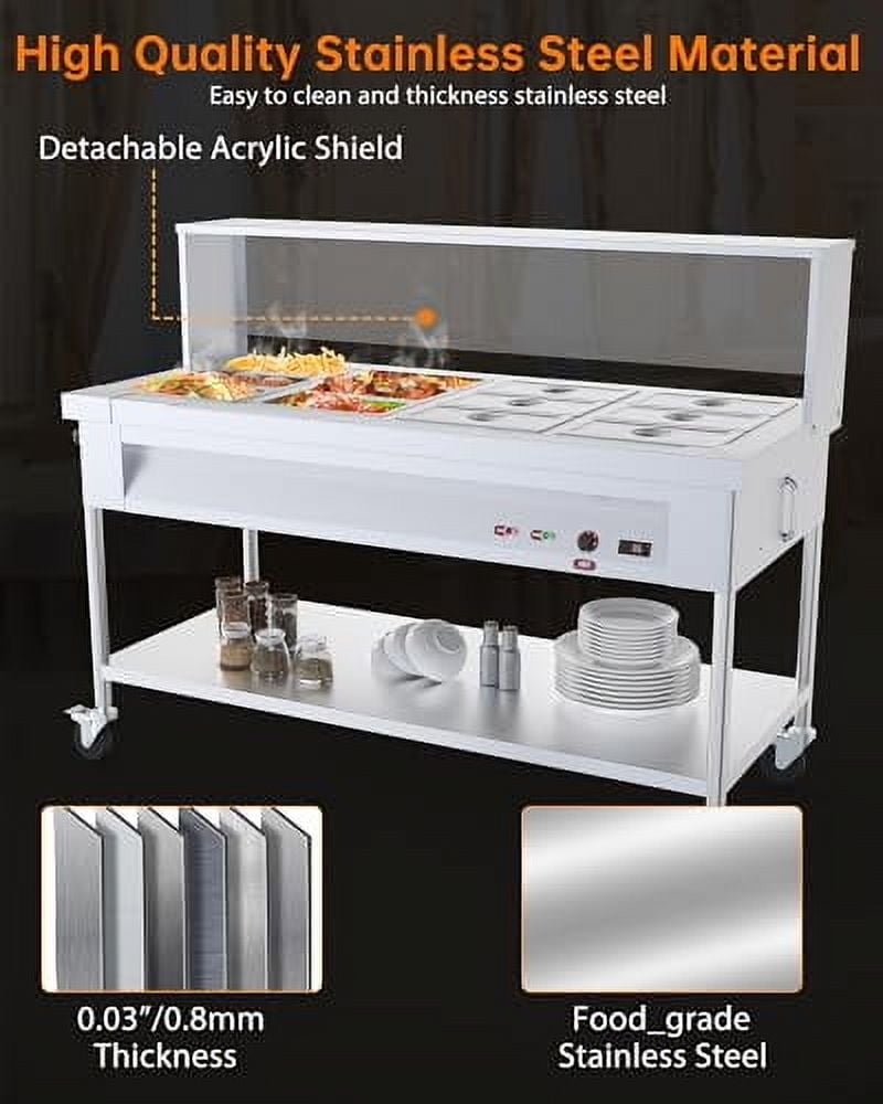 Huloretions Commercial Food Warmer,12x8QT Electric Steam Table 12-Pans ...