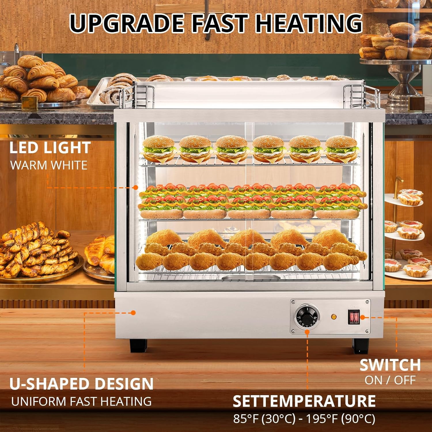Huloretions Commercial Food Warmer Display Case, Countertop Warmer ...