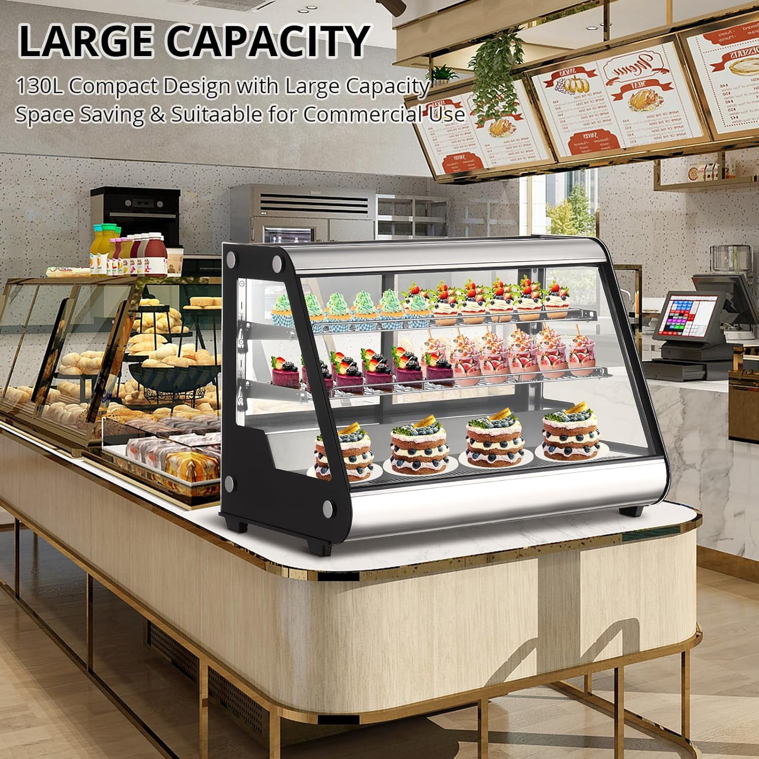 Huloretions Commercial Refrigerator Display, 130L/4.6 Cu. FT Countertop ...