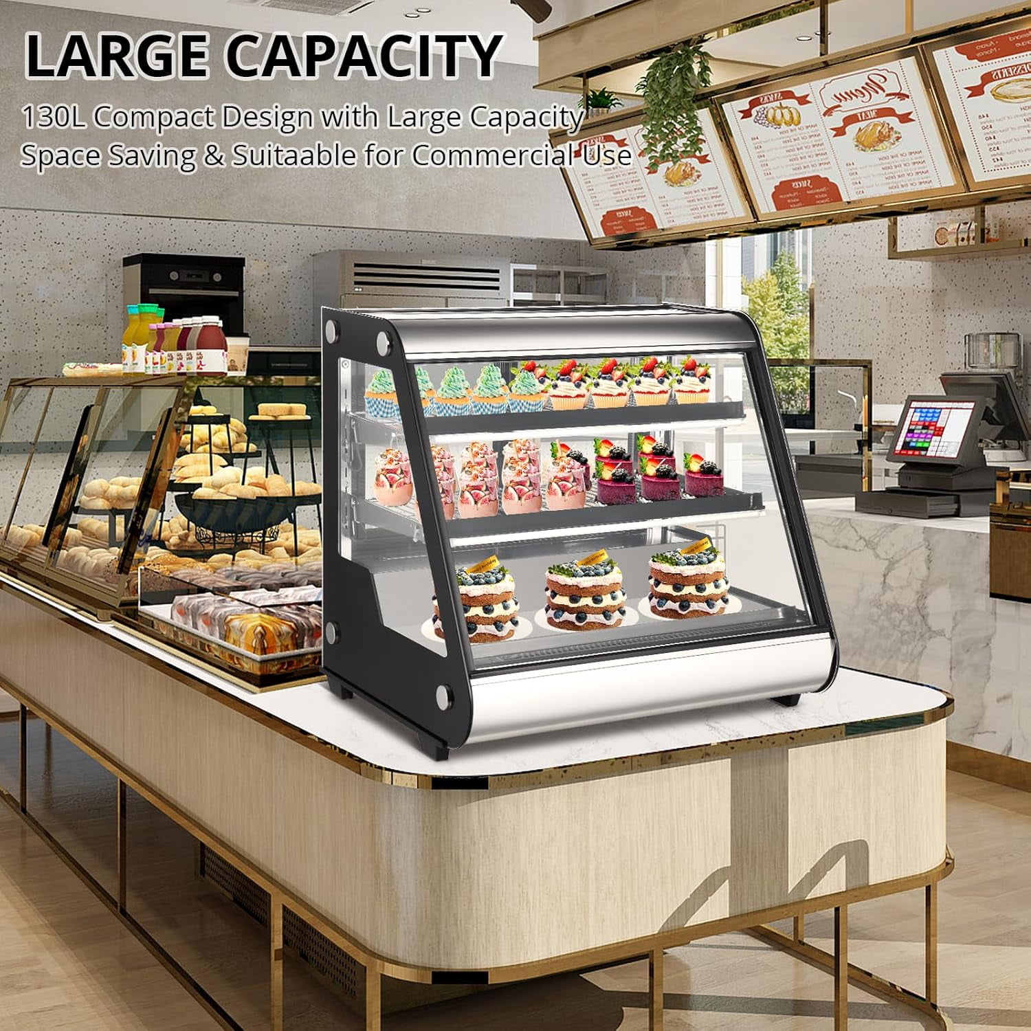 Huloretions Commercial Refrigerator Display, 130L/4.6 Cu. FT Countertop ...