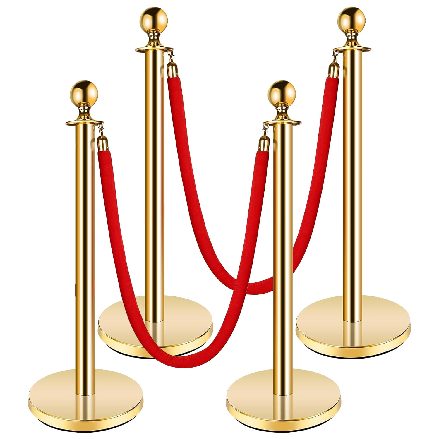 Huloretions Control Stanchions with Velvet Rope,Stainless Steel ...