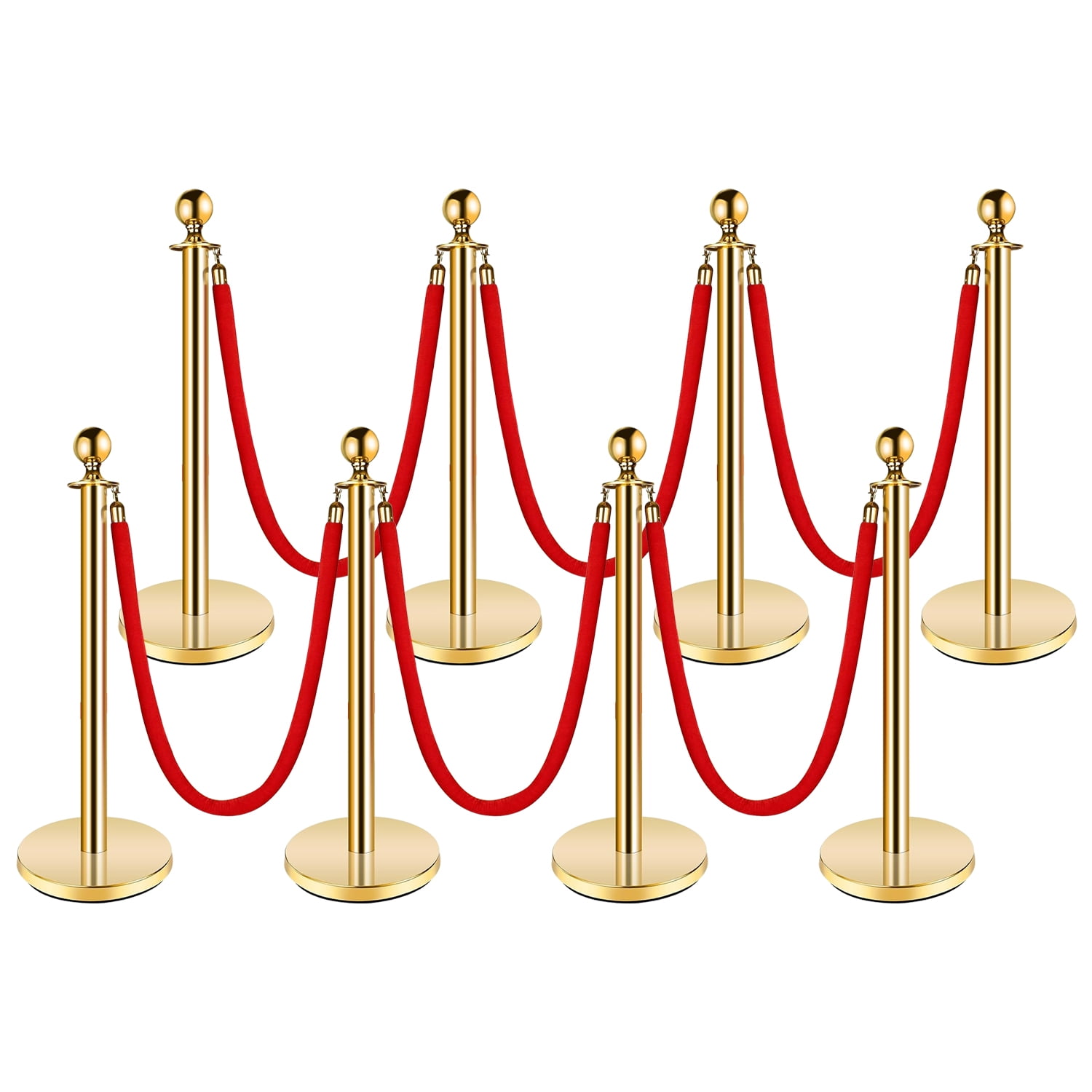 Huloretions Control Stanchions with Velvet Rope,Stainless Steel ...