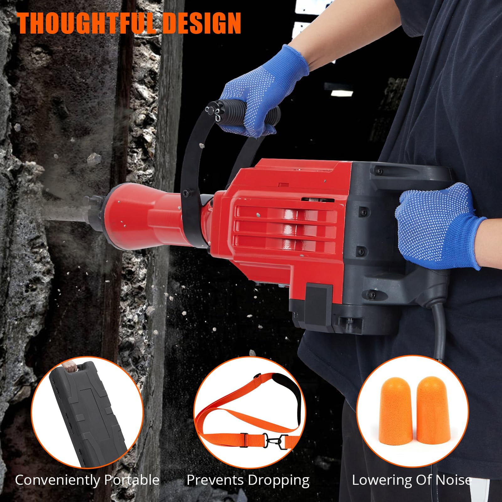 Huloretions Demolition Jack Hammer,3600W jack Hammer Concrete Breaker ...