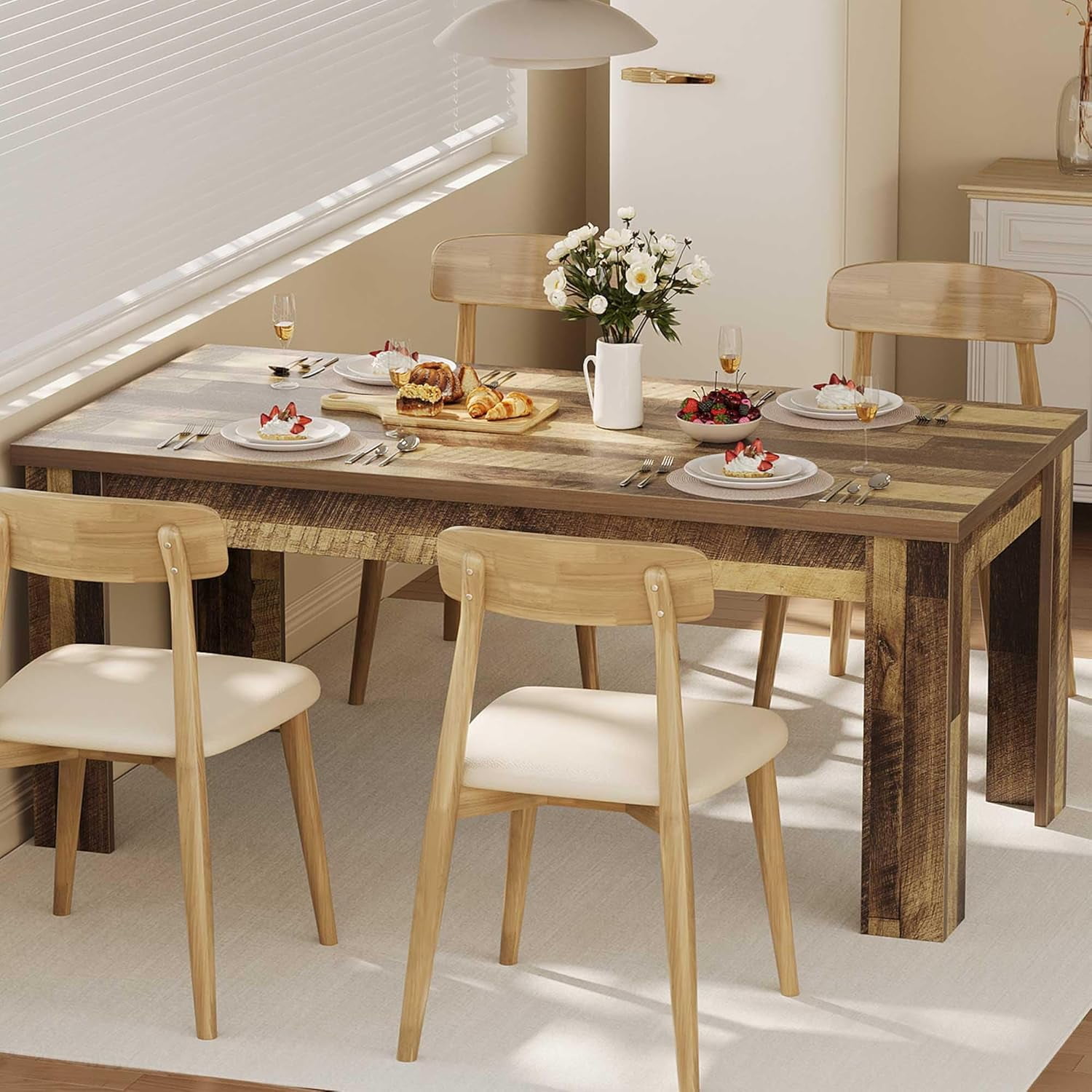 Huloretions Dining Table for 4-6, 63" Inch Dining Tables for 4 ...