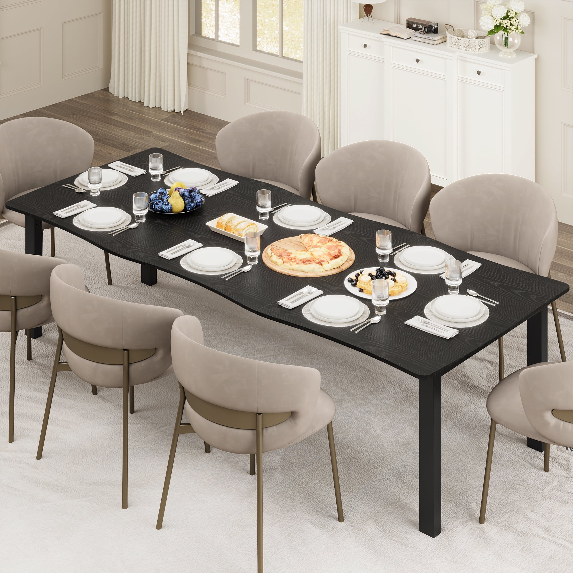 Huloretions Dinner Table for 6 to 8,Large Wood Rectangular Dining Table ...