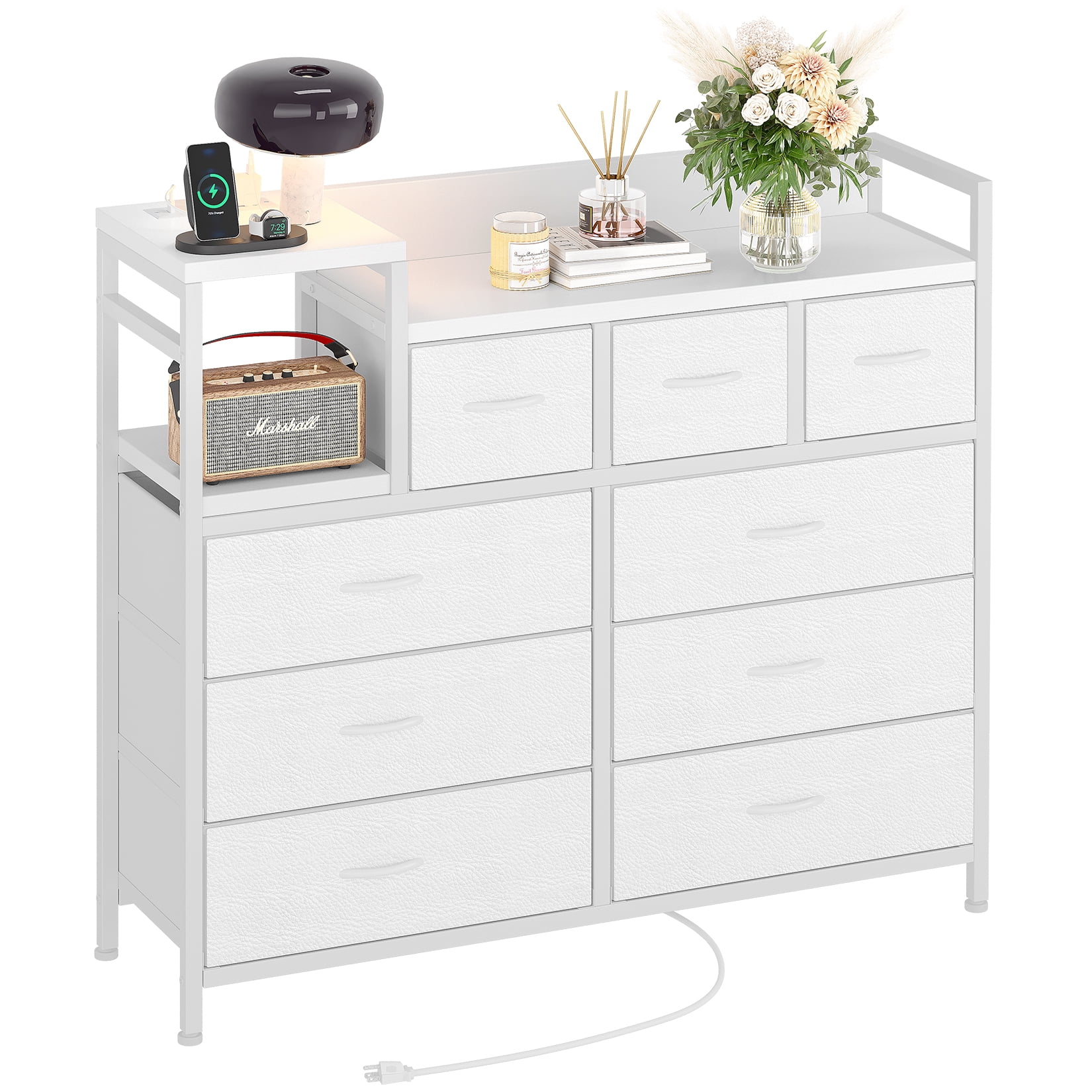 Huloretions Dresser With Charging Station,Dresser with 9 Drawers TV ...