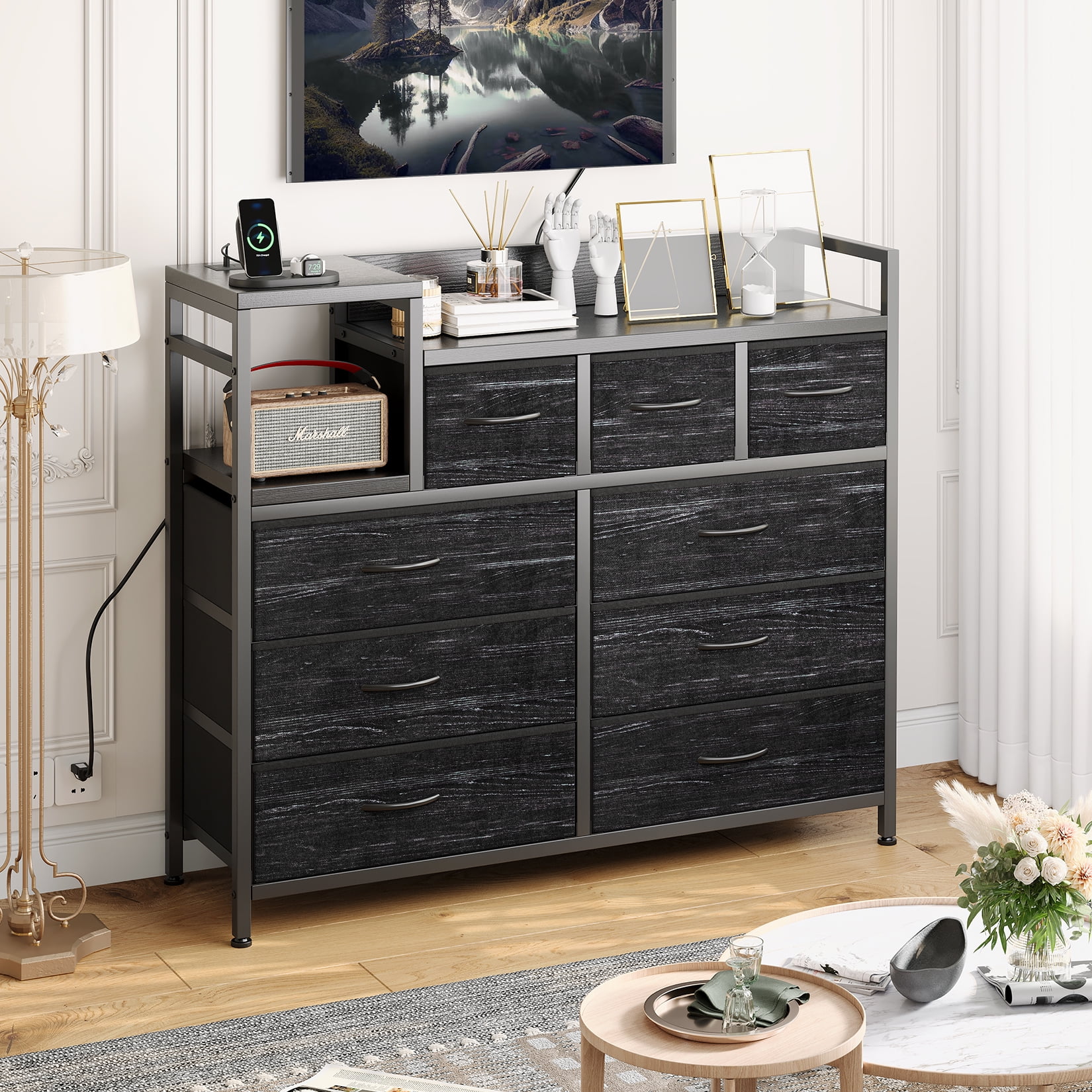 Huloretions Dresser With Charging Station,Dresser with 9 Drawers TV ...