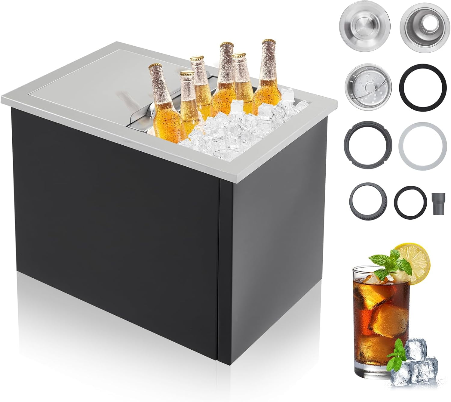 Huloretions Drop in Ice Chest, Outdoor Kitchen Ice Bar, Stainless Steel ...