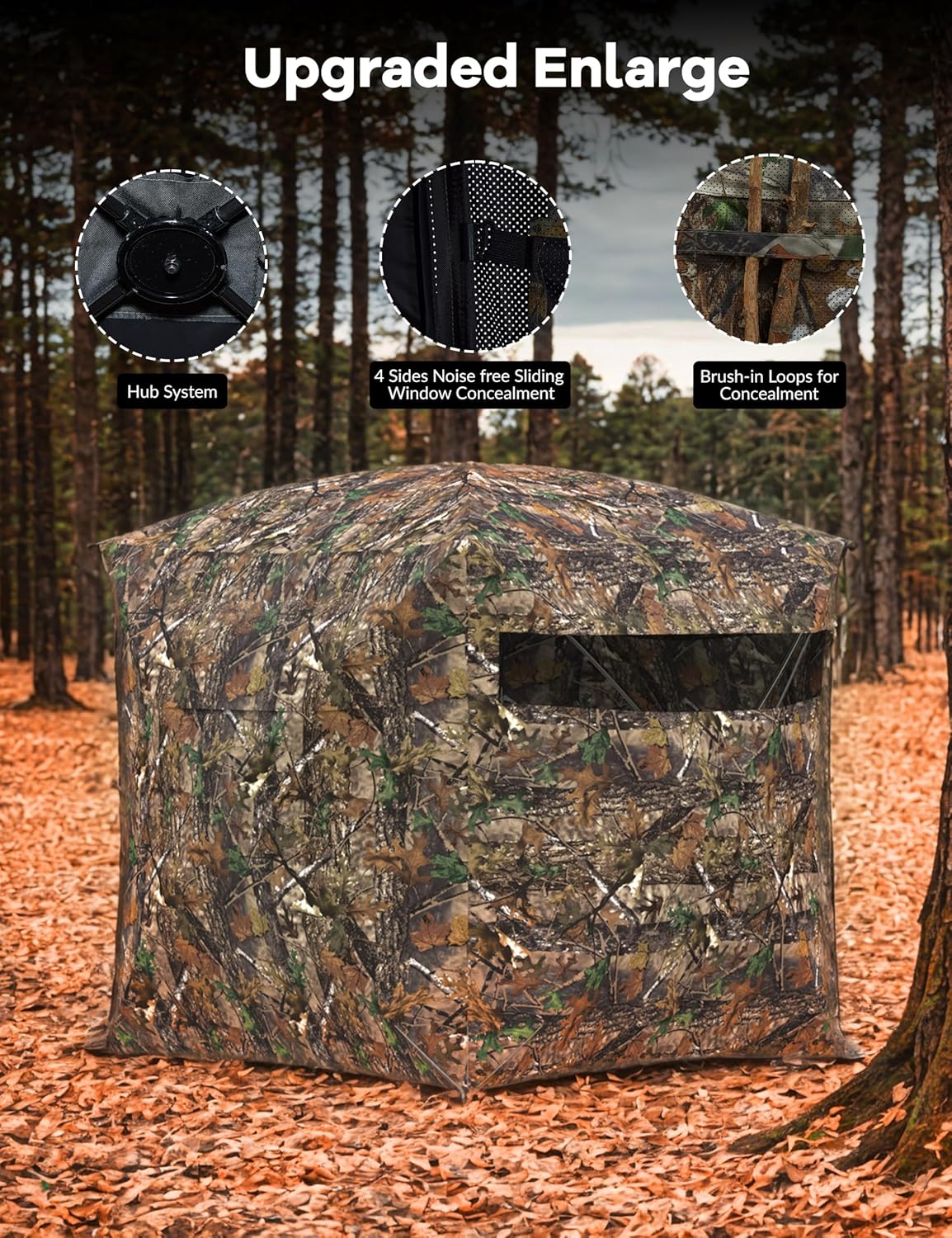 Huloretions Hunting Blind, Pop Up Ground Blinds for 4-6 People, 116" 58 ...