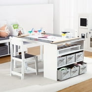 Costway Kids Wooden Study Desk Children Writing Table with Hutch ...