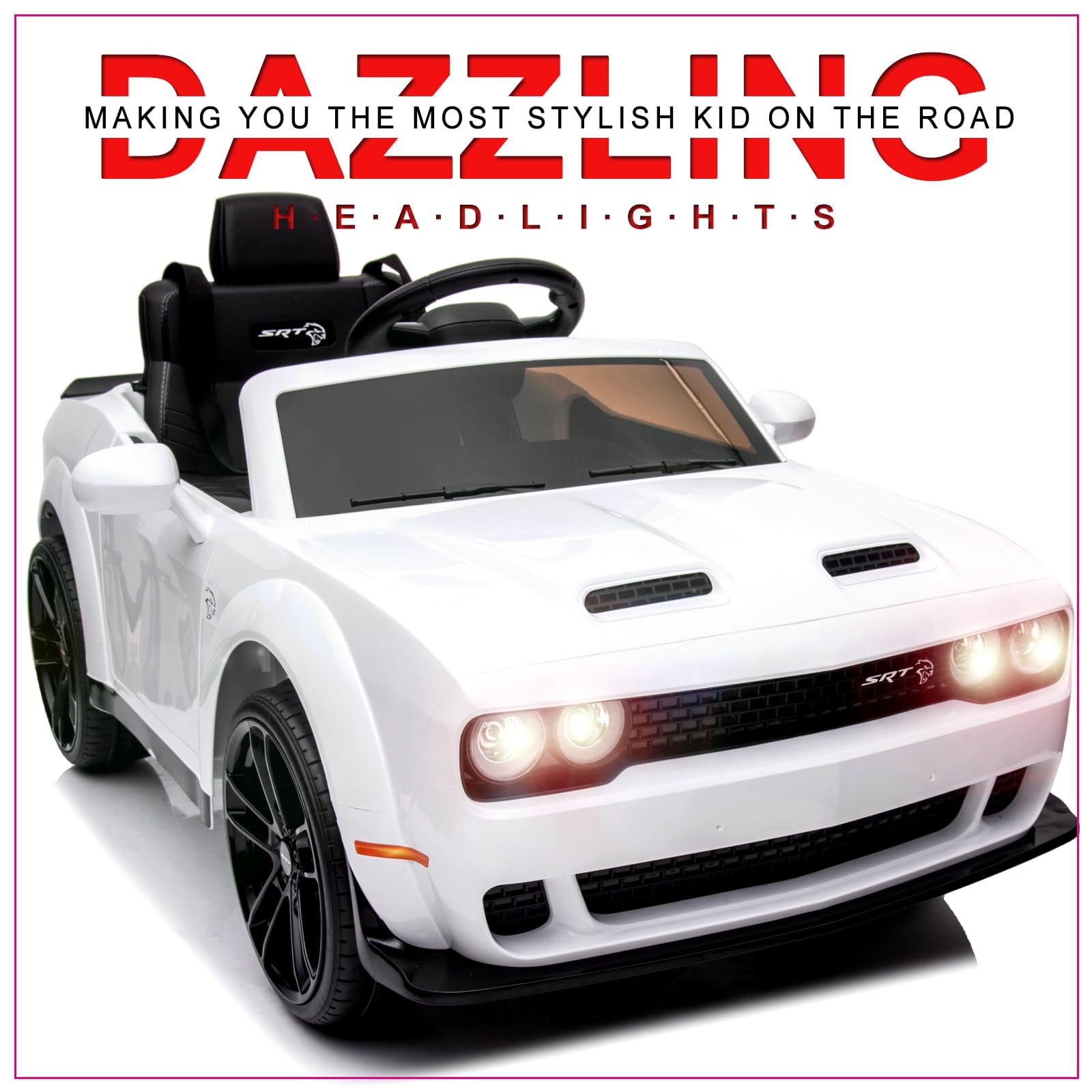 Huloretions Kids Electric Car Licensed Dodge Challenger Ride On Car 12V ...