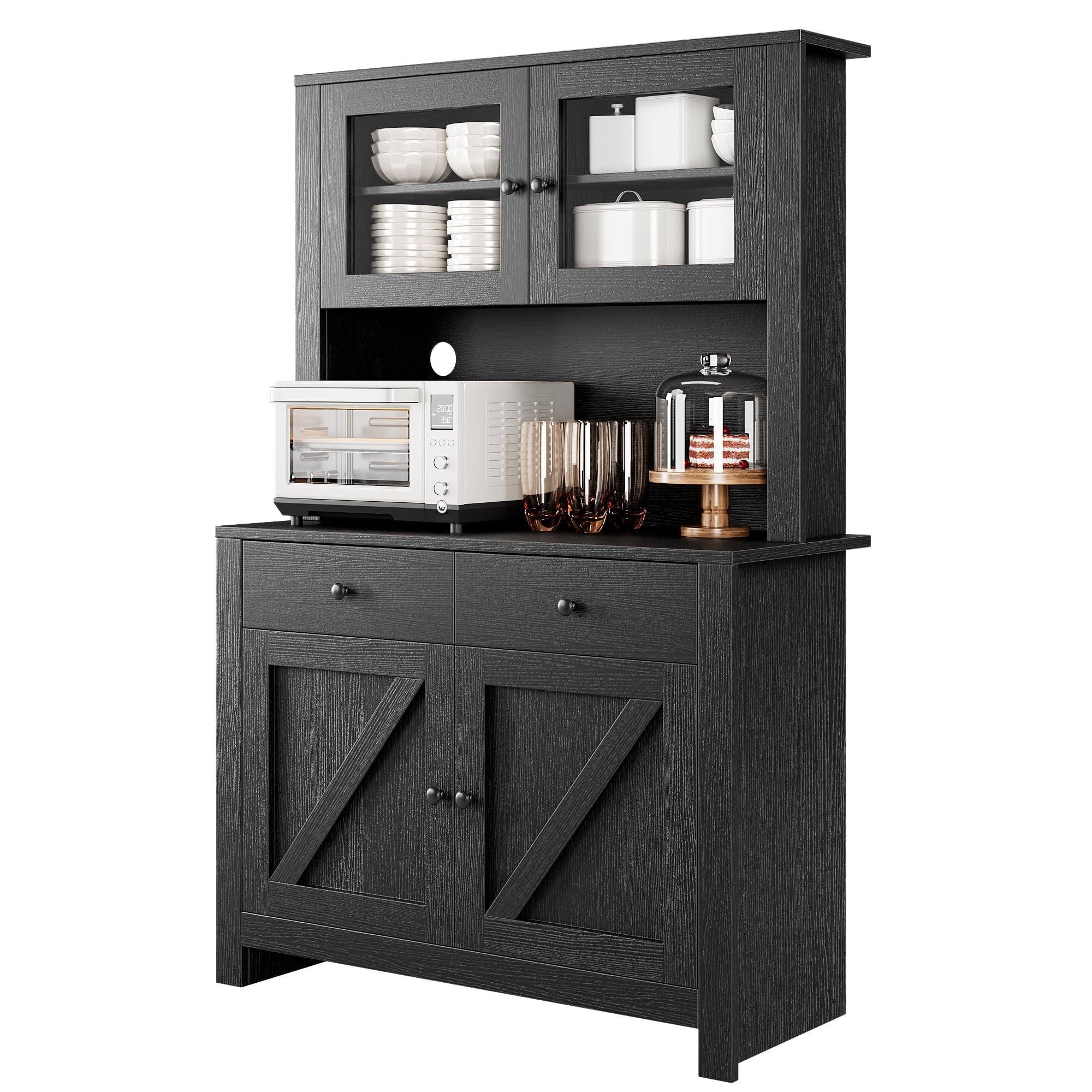 Huloretions Kitchen Buffets Sideboards Freestanding Hutch Cabinet With ...