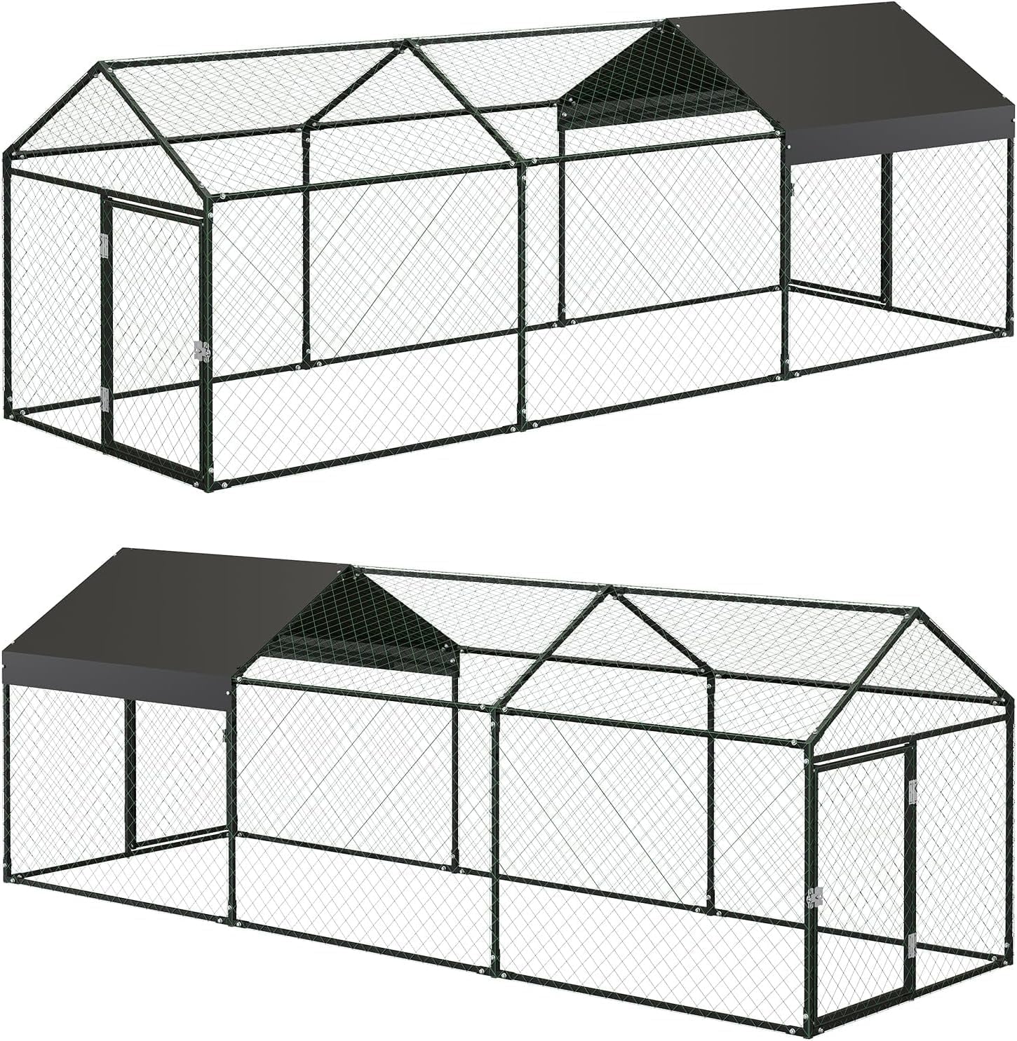 Huloretions Large Metal Chicken Coop Chicken Run with Cover,Portable ...