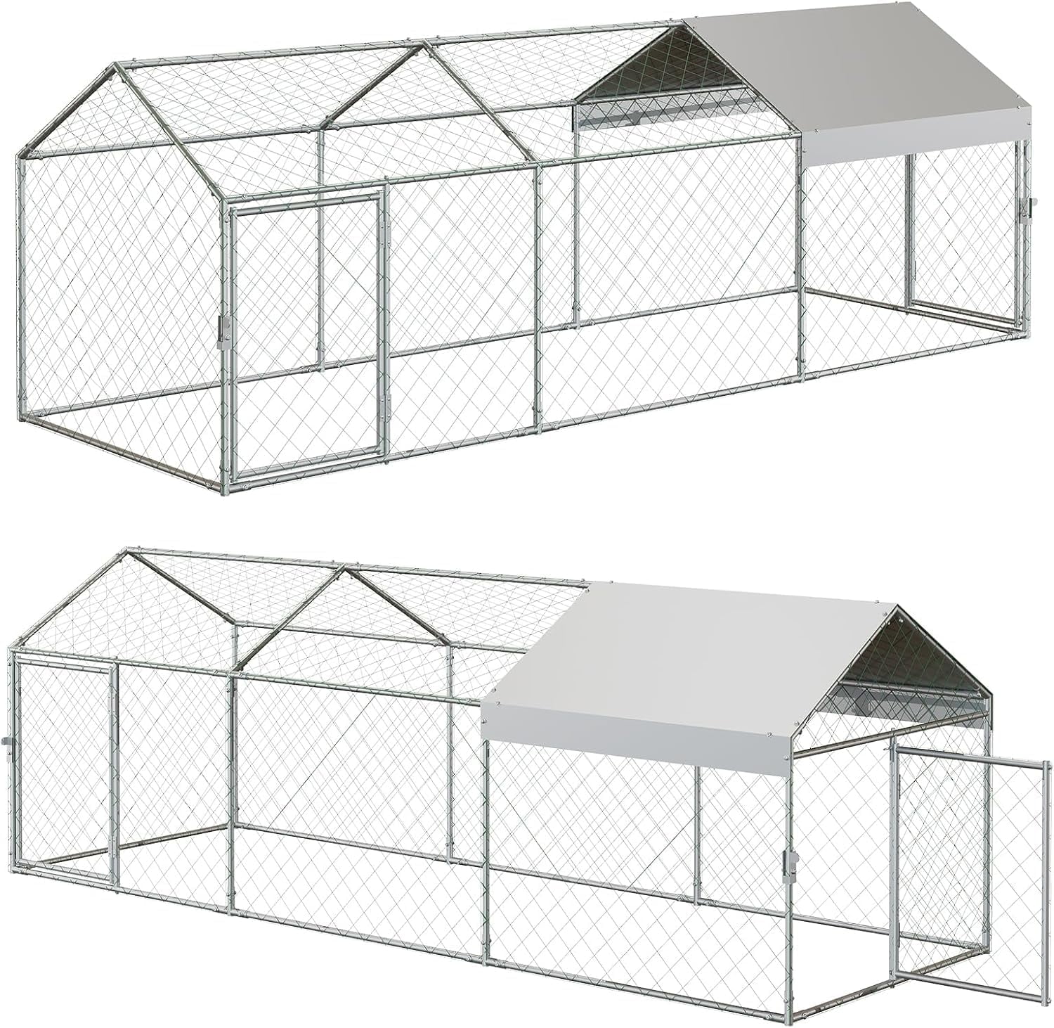 Huloretions Large Metal Chicken Coop Chicken Run with Cover,Portable ...