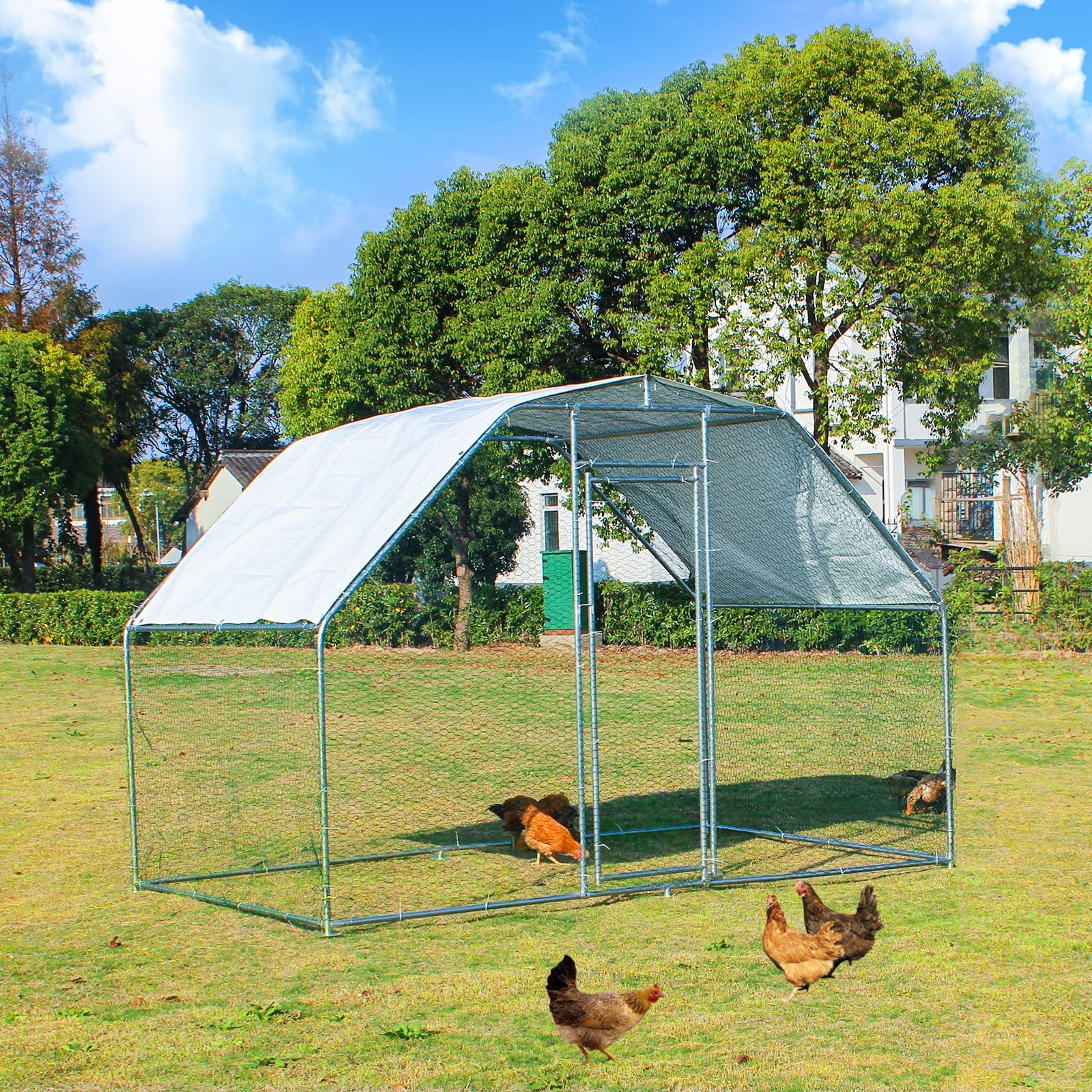 Huloretions Large Metal Chicken Coop,Walk-in Chicken Runs for Yard ...