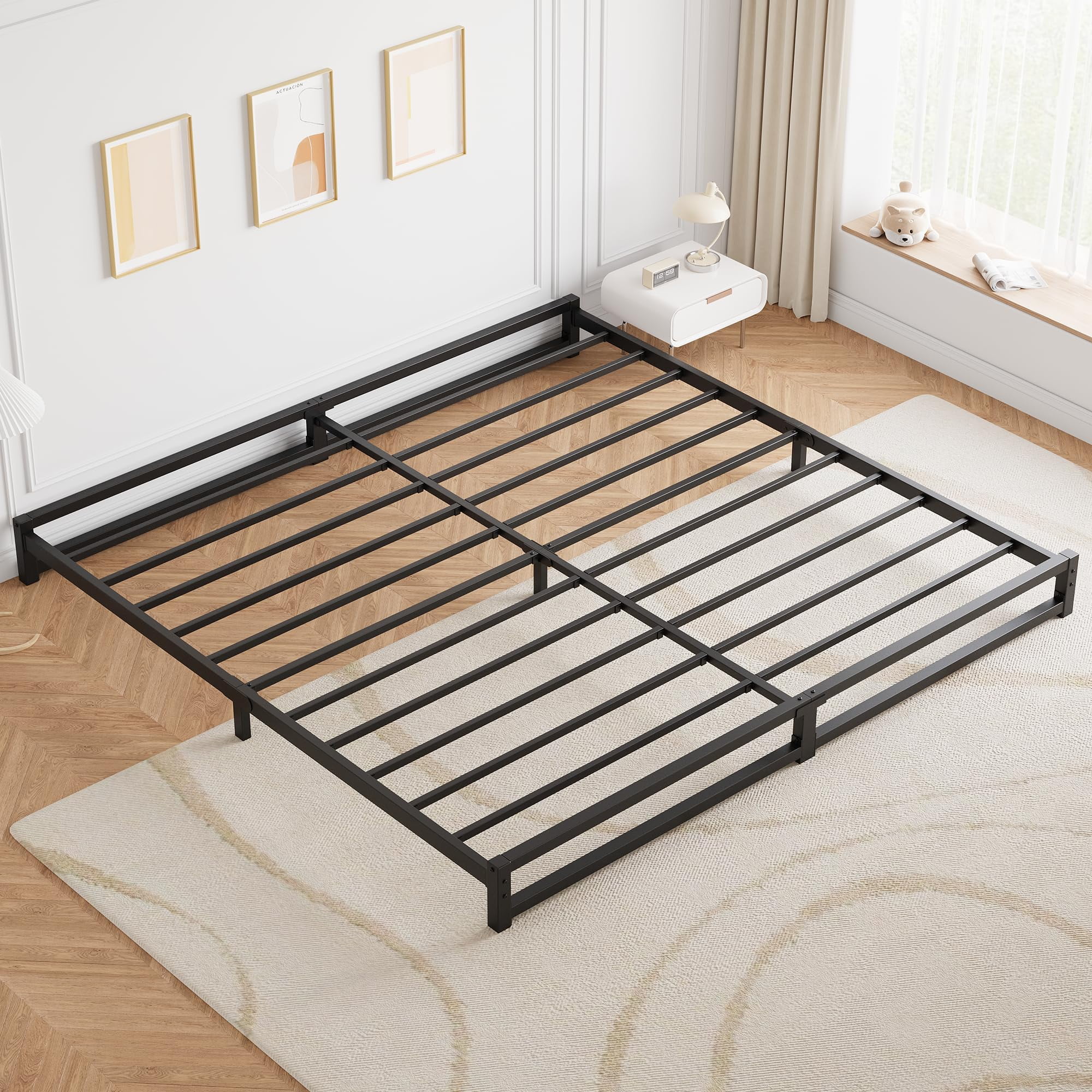 Huloretions Metal Bed Frame,6 Inch Twin Bed, Simple and Atmospheric ...