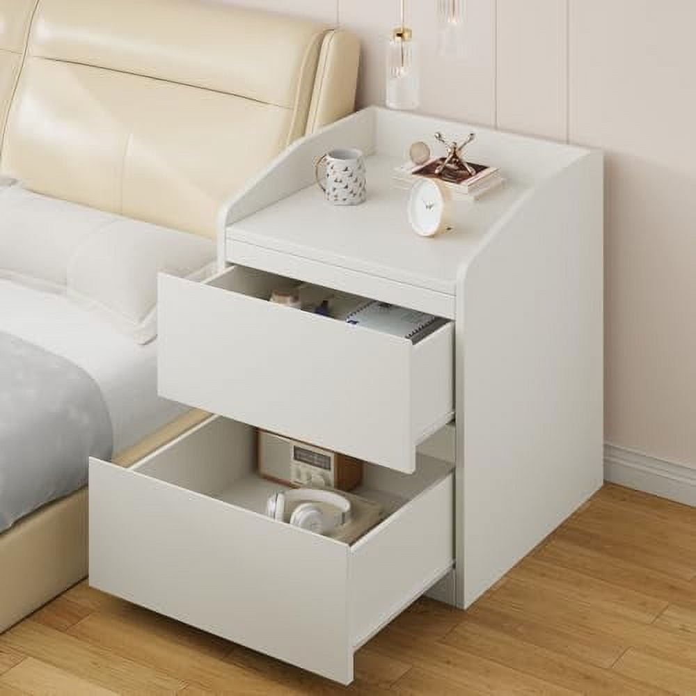 Huloretions Nightstand Modern Side Table with 2 Drawer Light Wood End ...