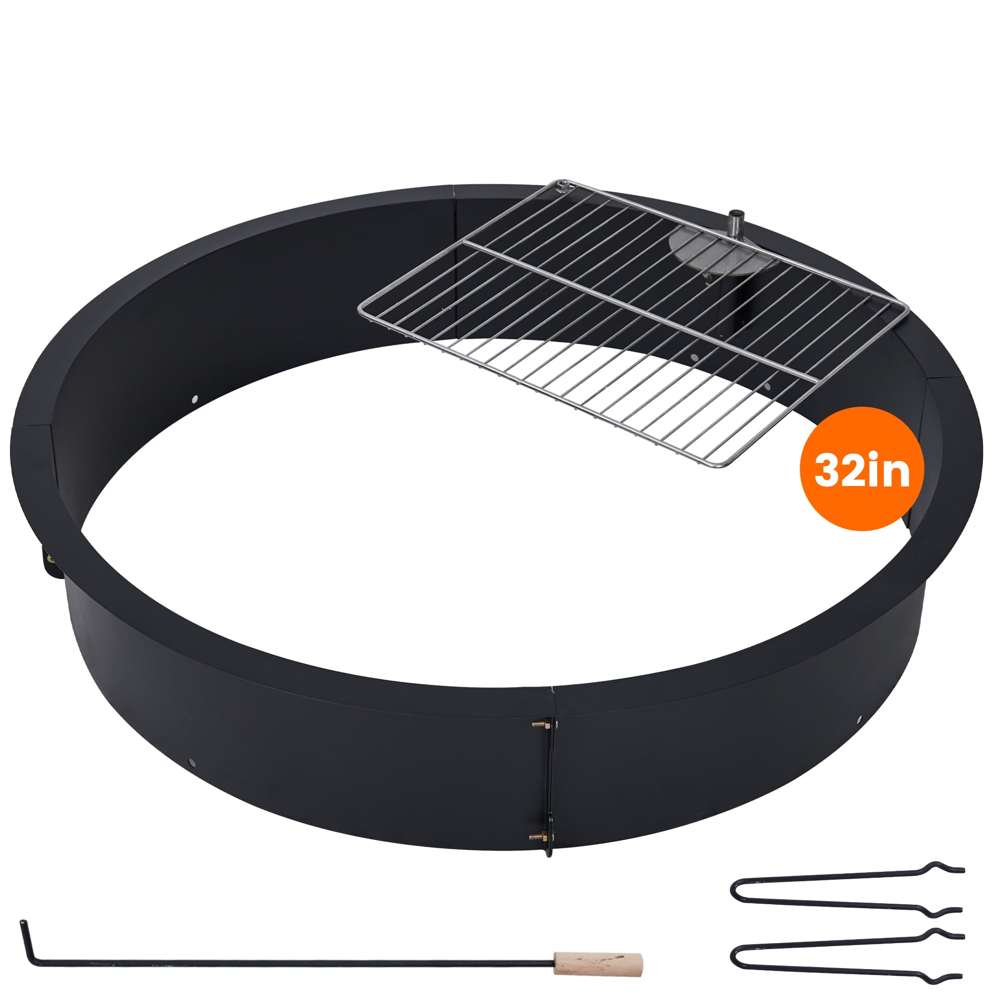 Huloretions Outdoor Fire Pit Ring,Thick Heavy Duty Steel Round Fire Pit ...