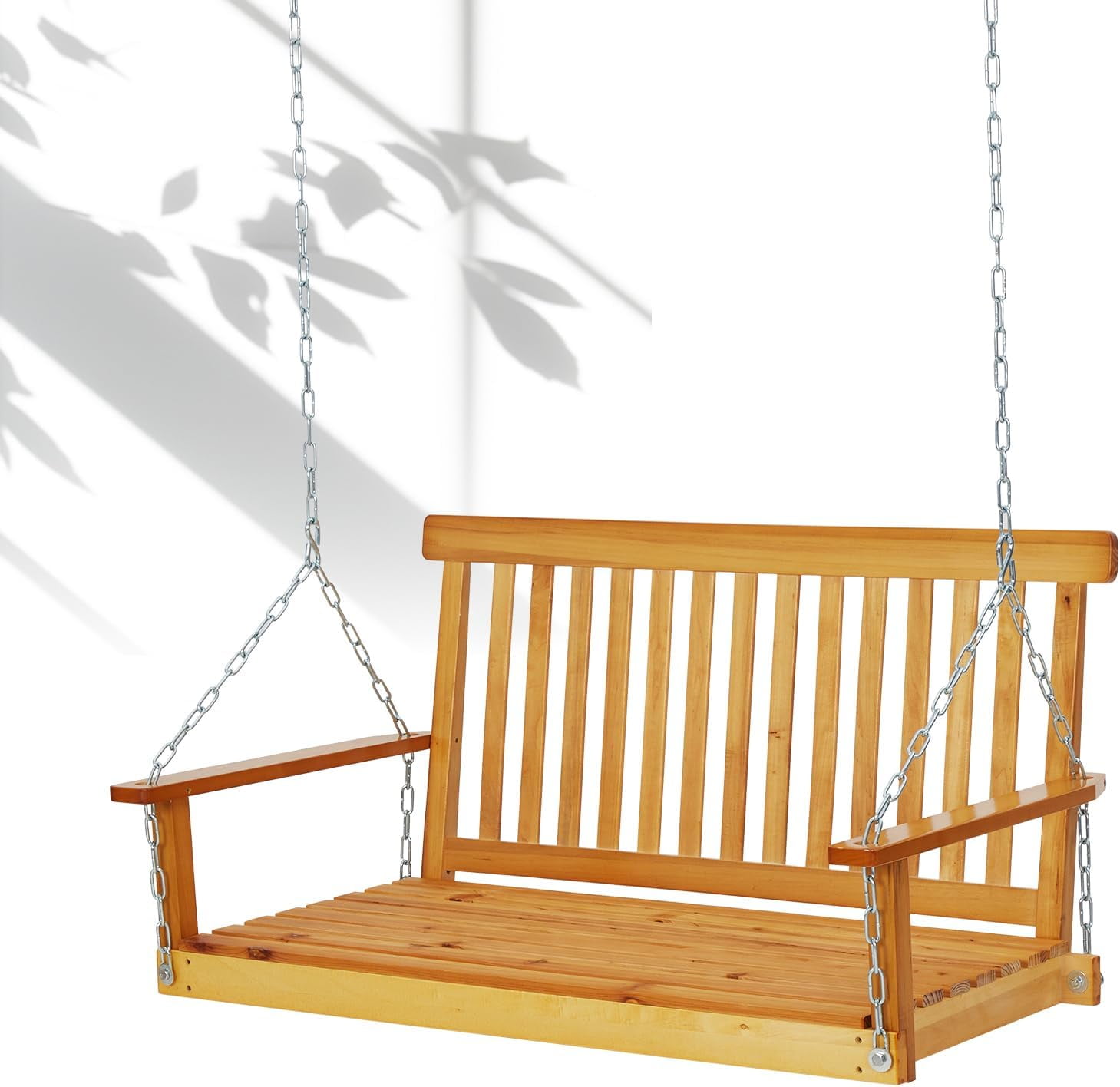 Huloretions Outdoor Wooden Porch Swing 4FT, Patio Porch Bench Swing ...