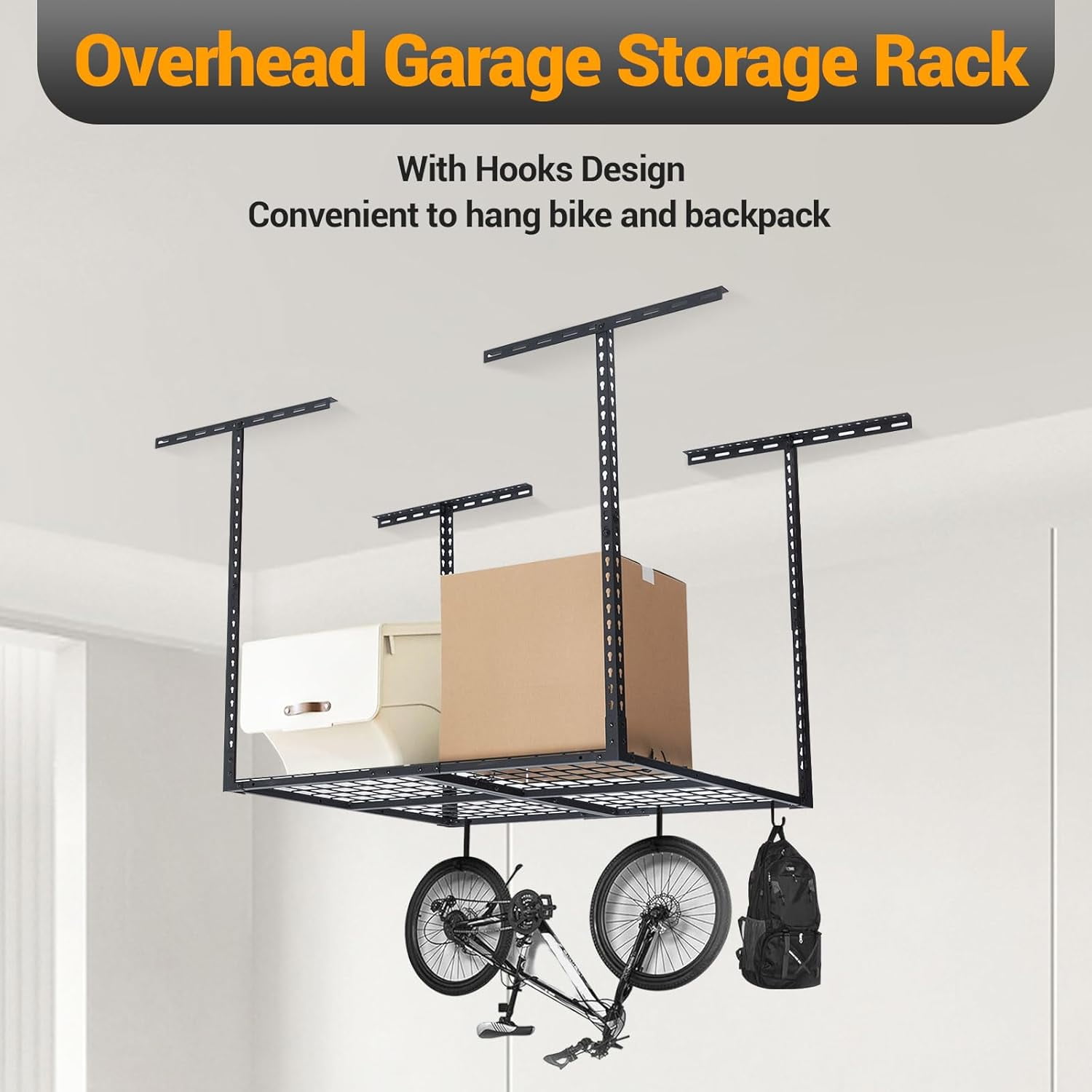 Huloretions Overhead Garage Storage Rack, Garage Storage Organization ...