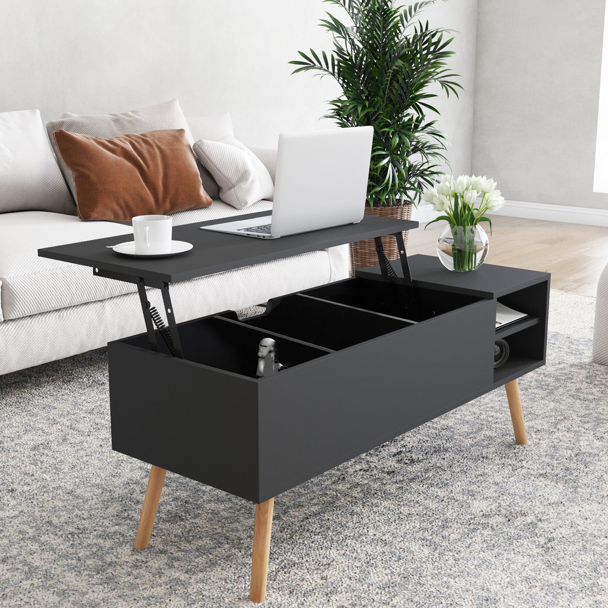Huloretions Particle Board Solid wood legs Coffee Table,Accent ...