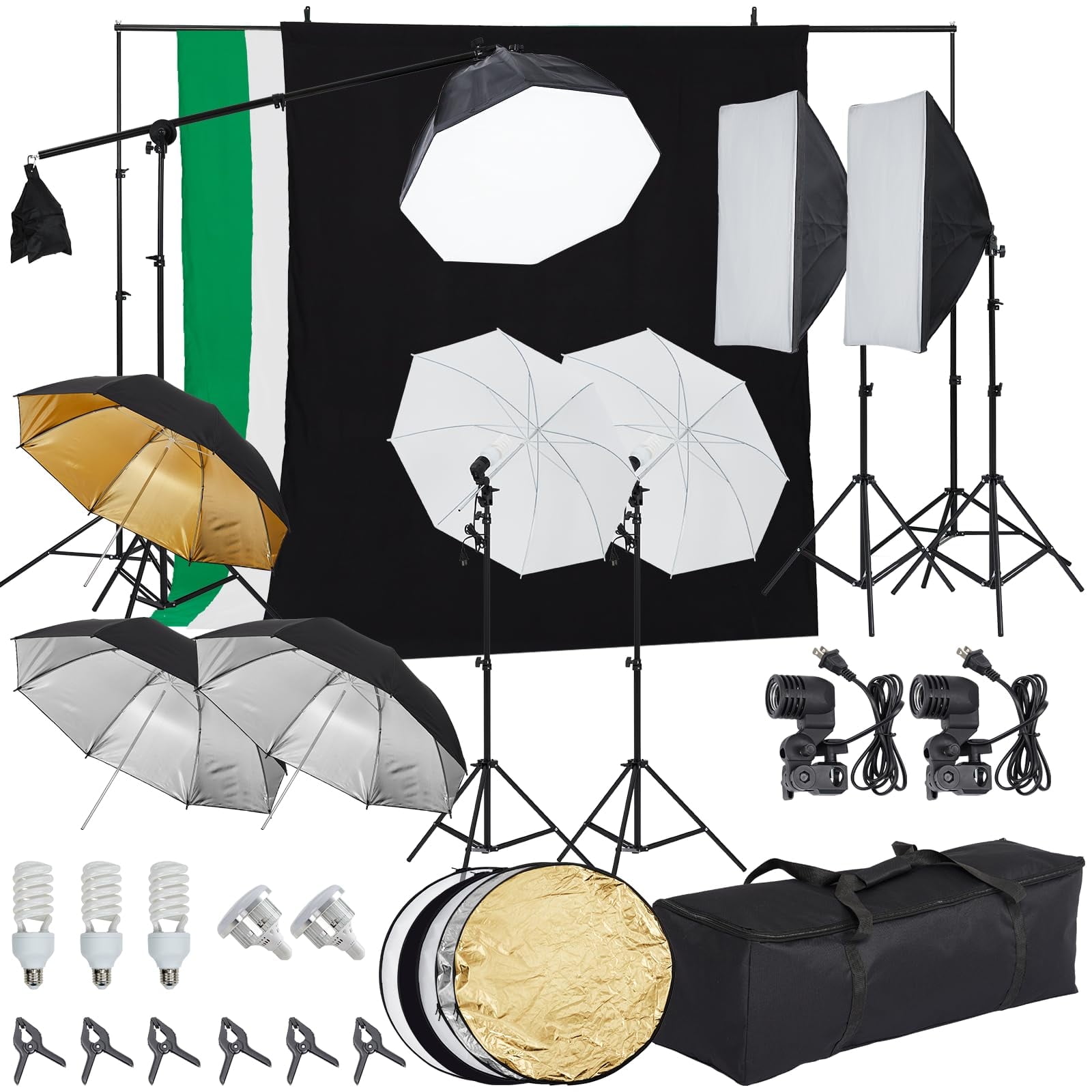Huloretions Photography Lighting Kit with 8.5 ftx 10ft Backlight Holder ...