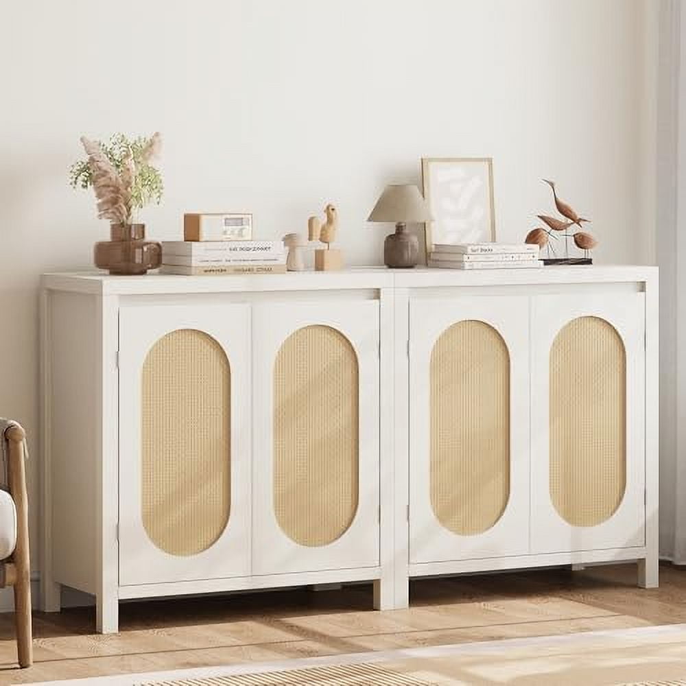 Huloretions Rattan Storage Cabinet, Wooden Sideboard Buffet Cabinet ...
