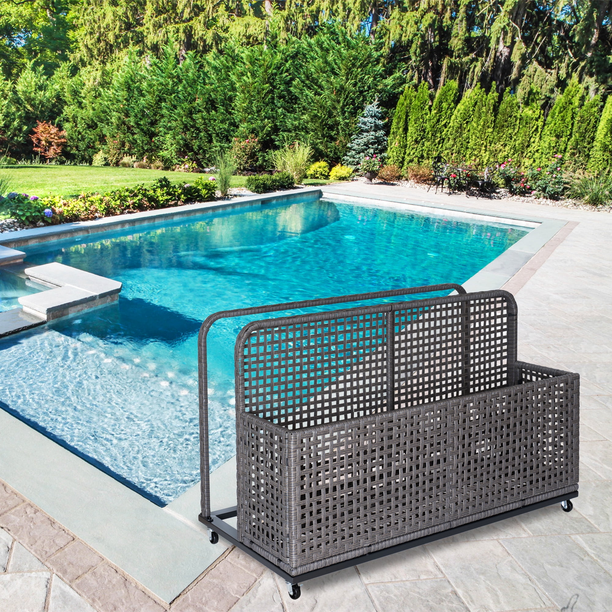 Huloretions Rolling Poolside Float Storage,Pool Storage Bin Outdoor ...