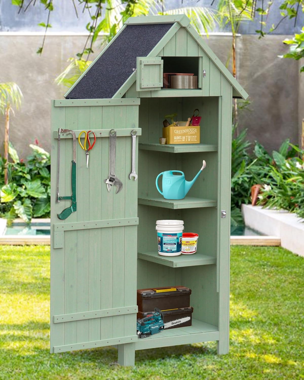 Huloretions Shed Outdoor Storage Cabinet, Outdoor Wooden Storage Shed ...