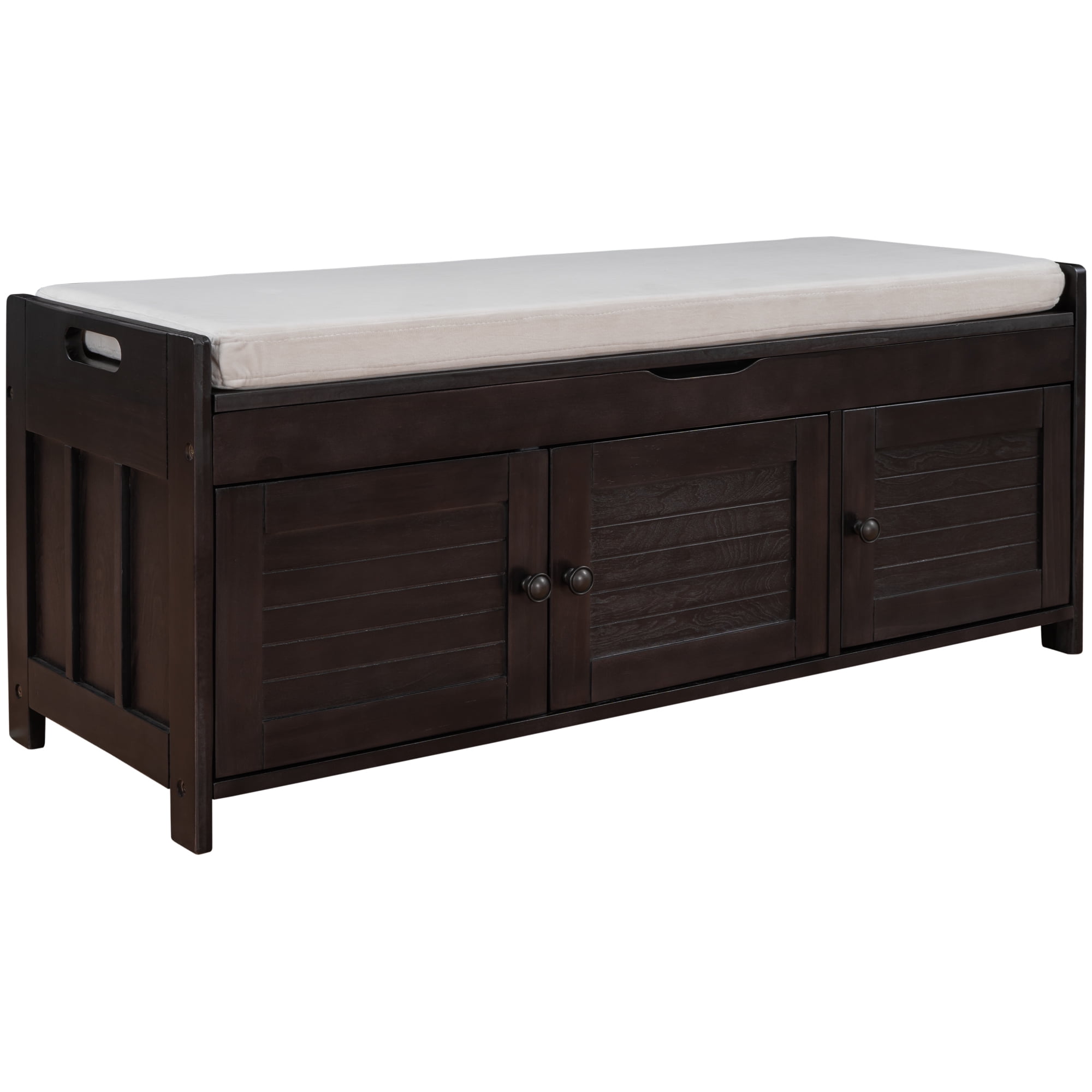 Huloretions Shoe Storage Bench with 3 Shutter-Shaped Doors, Shoe ...