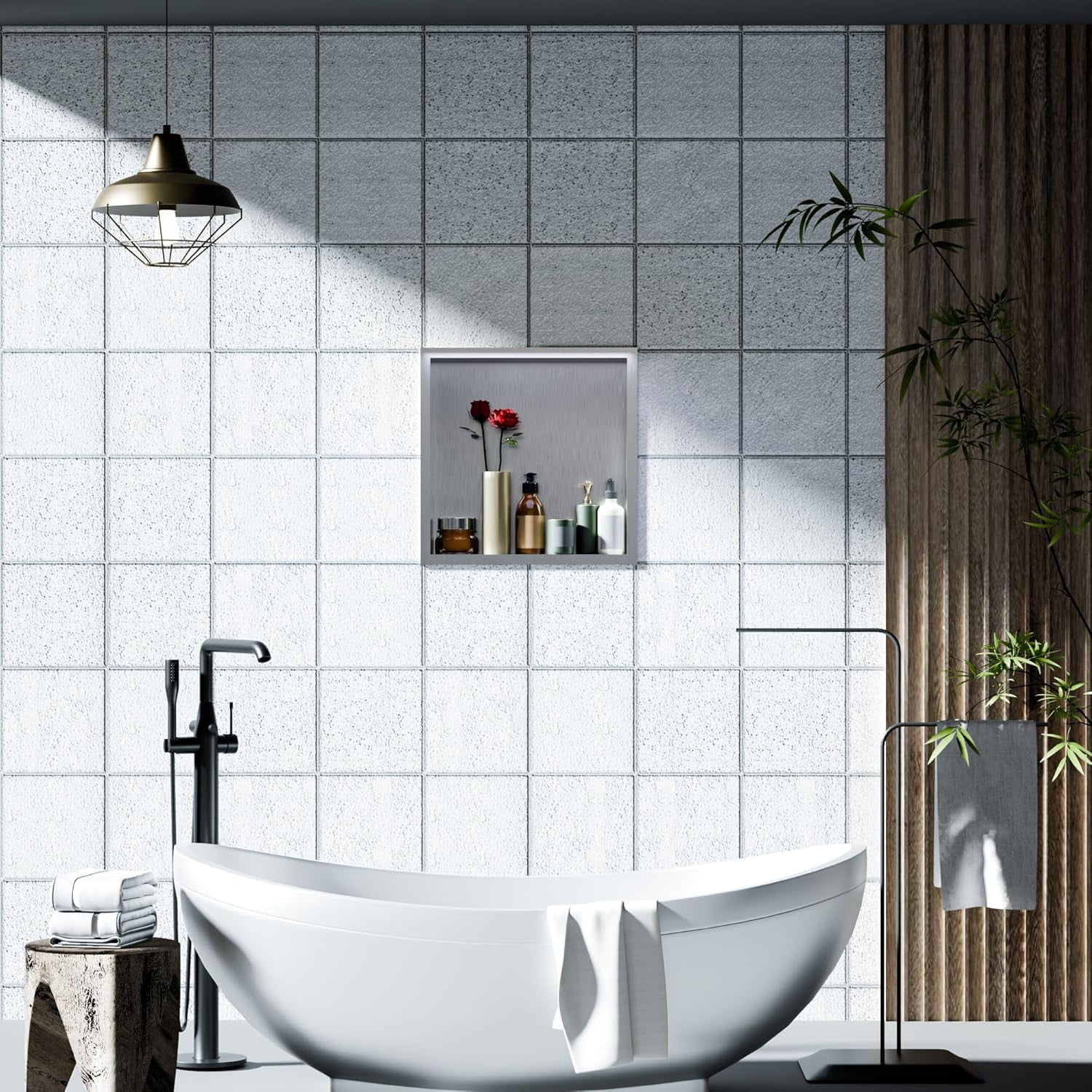 Huloretions Shower Niche No Tile Needed,Stainless Steel Niche for ...