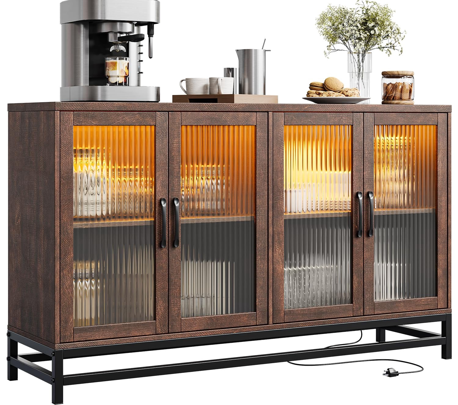 Huloretions Sideboard Buffet Storage Cabinet,55" Modern Wood Accent ...
