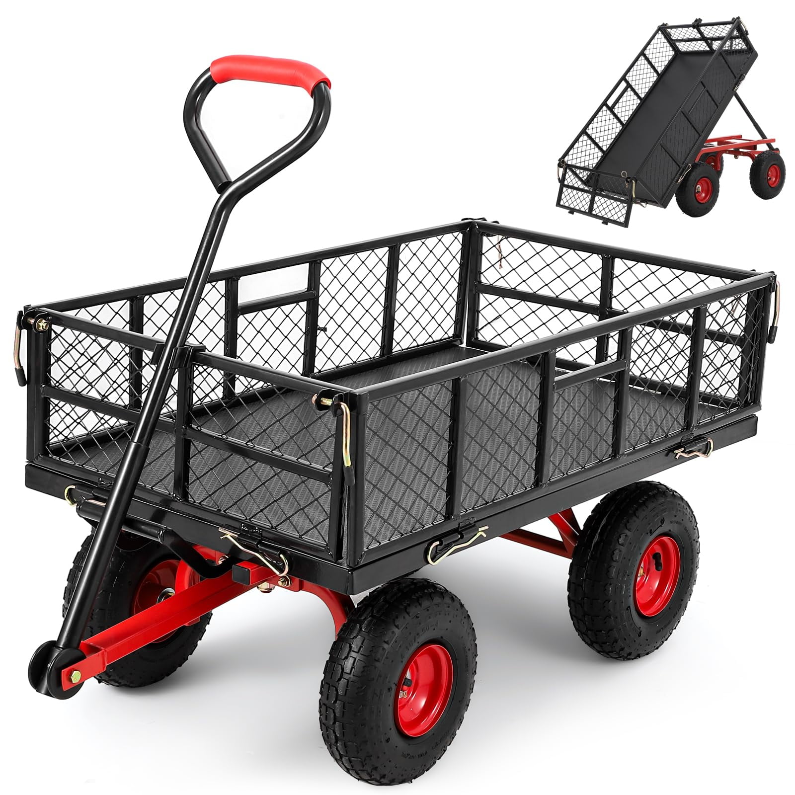 Huloretions Steel Garden Cart,880lbs Heavy Duty Yard Dump Cart with ...