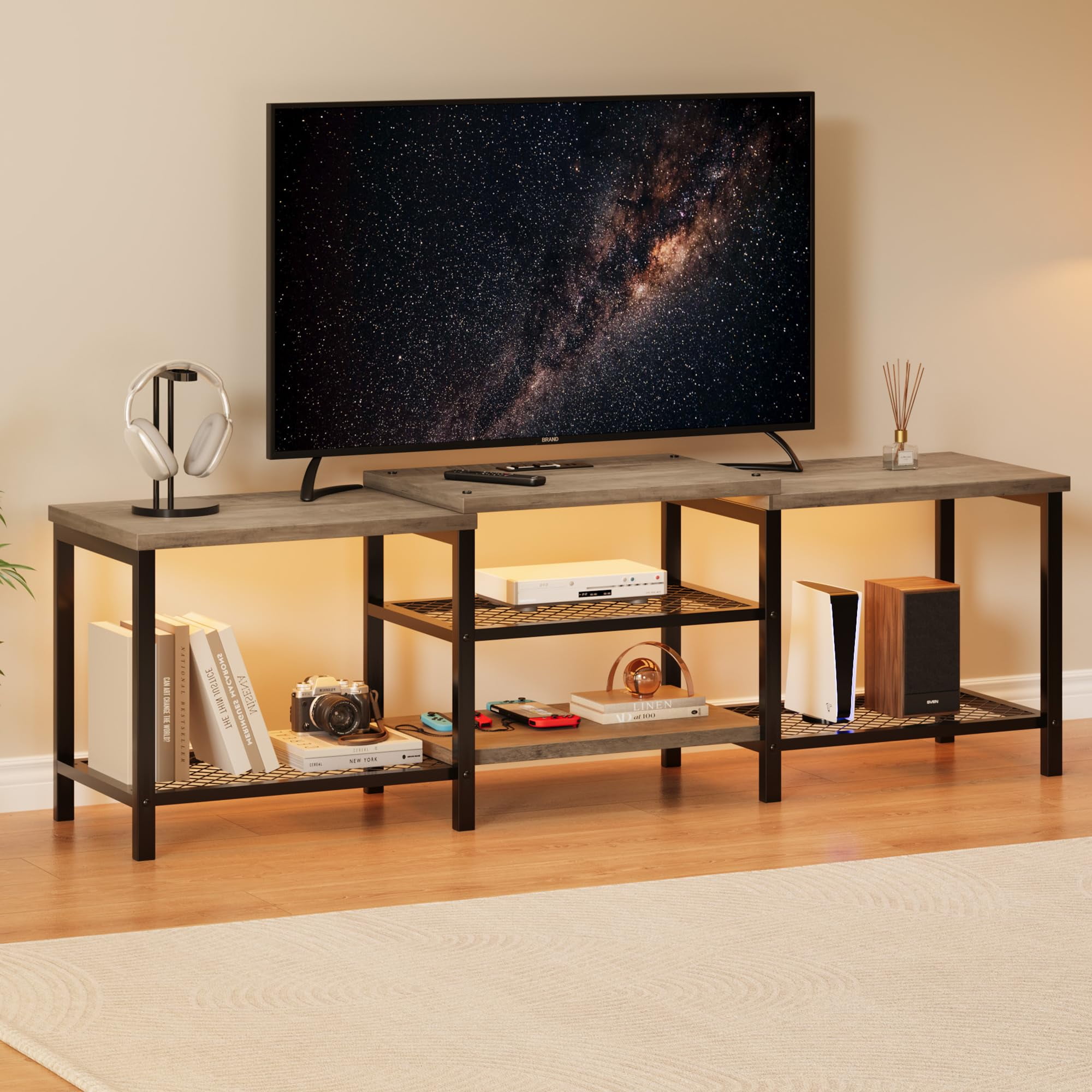Huloretions TV Stand to 75 Inch TV,Entertainment Center with Power ...
