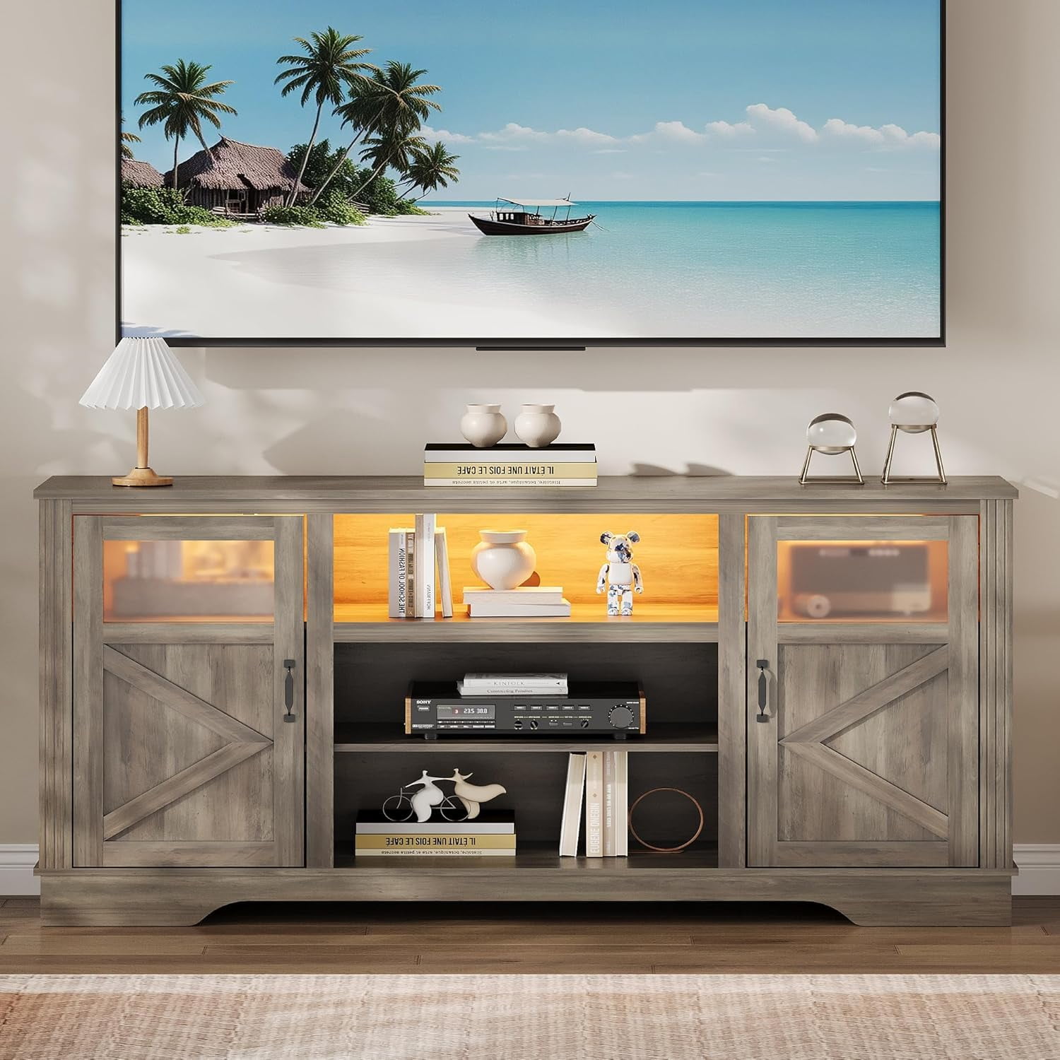 Huloretions TV Stand for TVs up to 65 Inch,Entertainment Center with ...