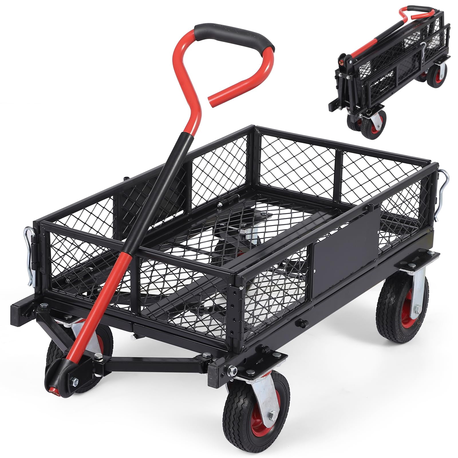 Huloretions Wagons Carts Foldable,Collapsible Wagon Cart with Wheels ...