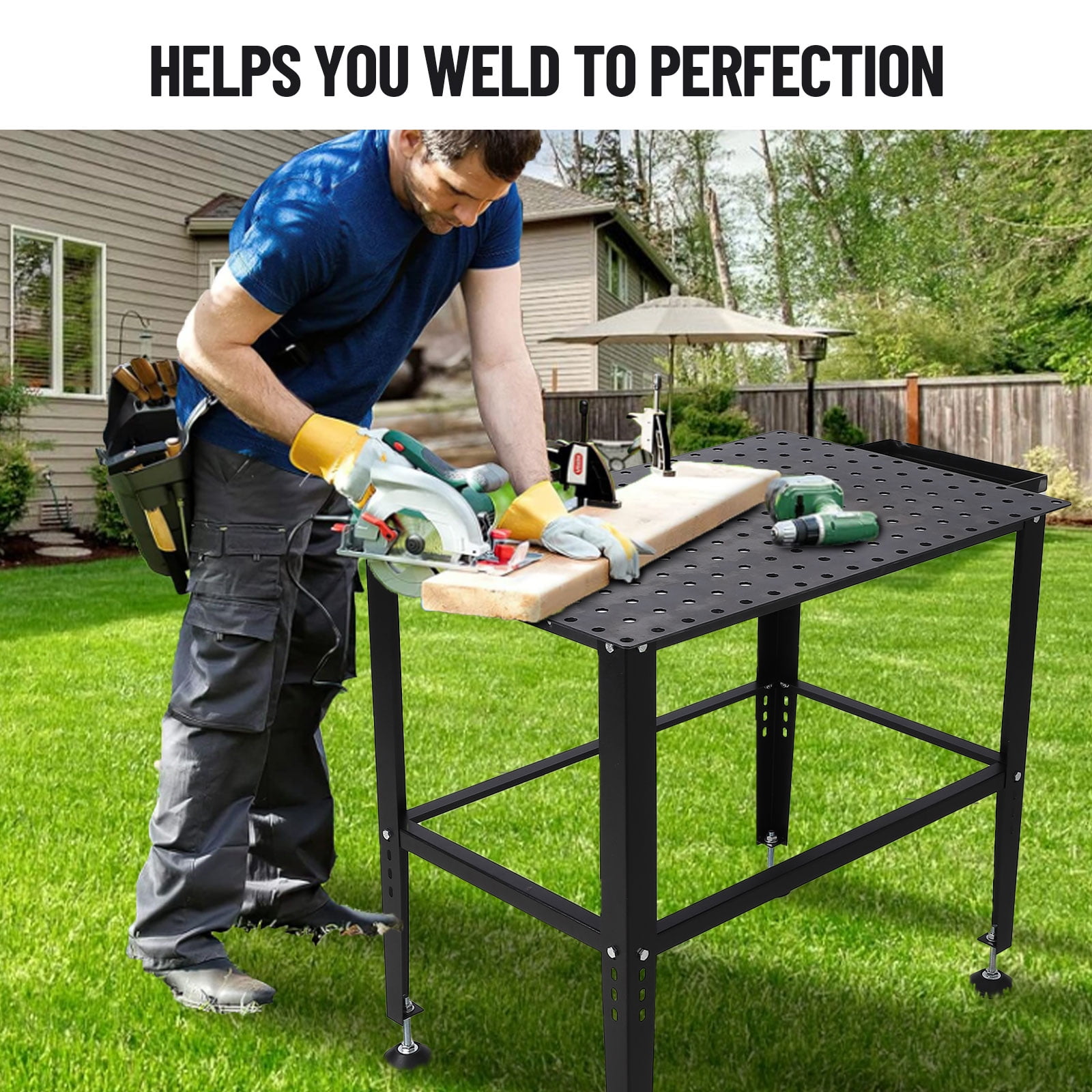 Huloretions Welding Table 36"x24", 5/8-inch Fixture Holes Steel Welding ...