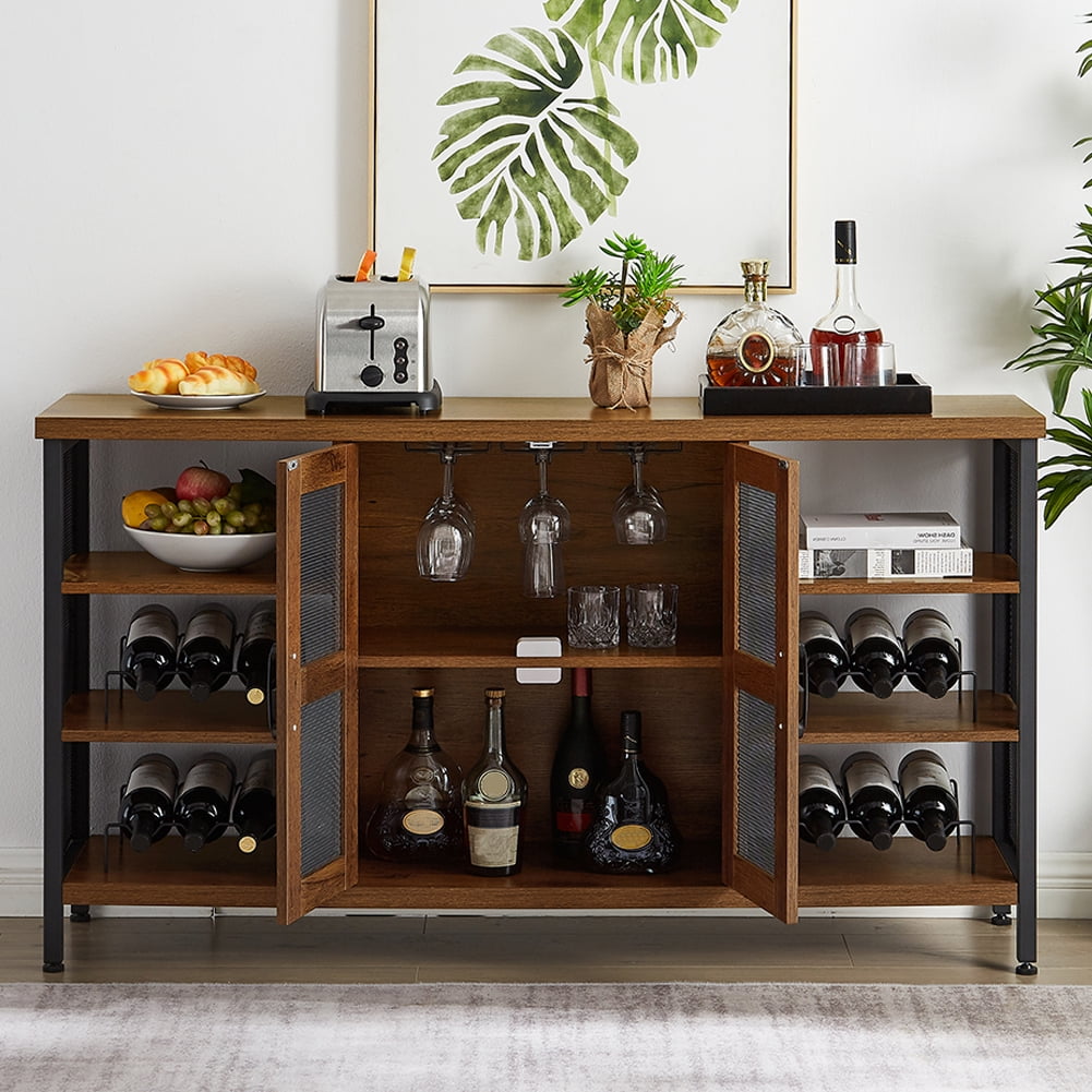 Huloretions Wine Bar Cabinet, Liquor Cabinet for Liquor and Glasses ...