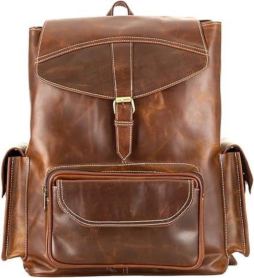 Hulsh 16 inch Leather Backpack for Men Brown Lether Backpack for Women ...