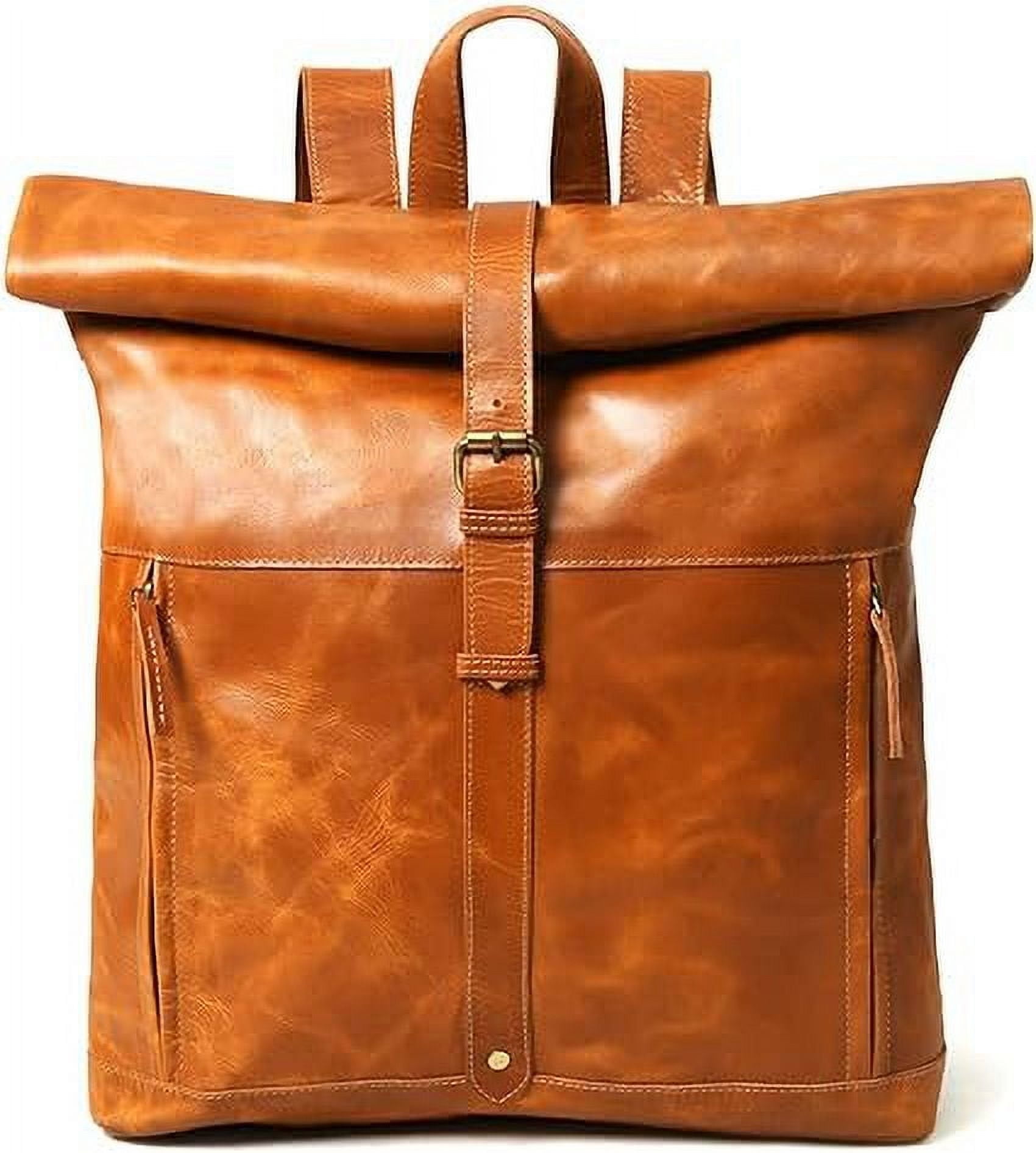 Hulsh Buffalo Leather Roll On Laptop Backpack 16 inches Vintage Genuine ...