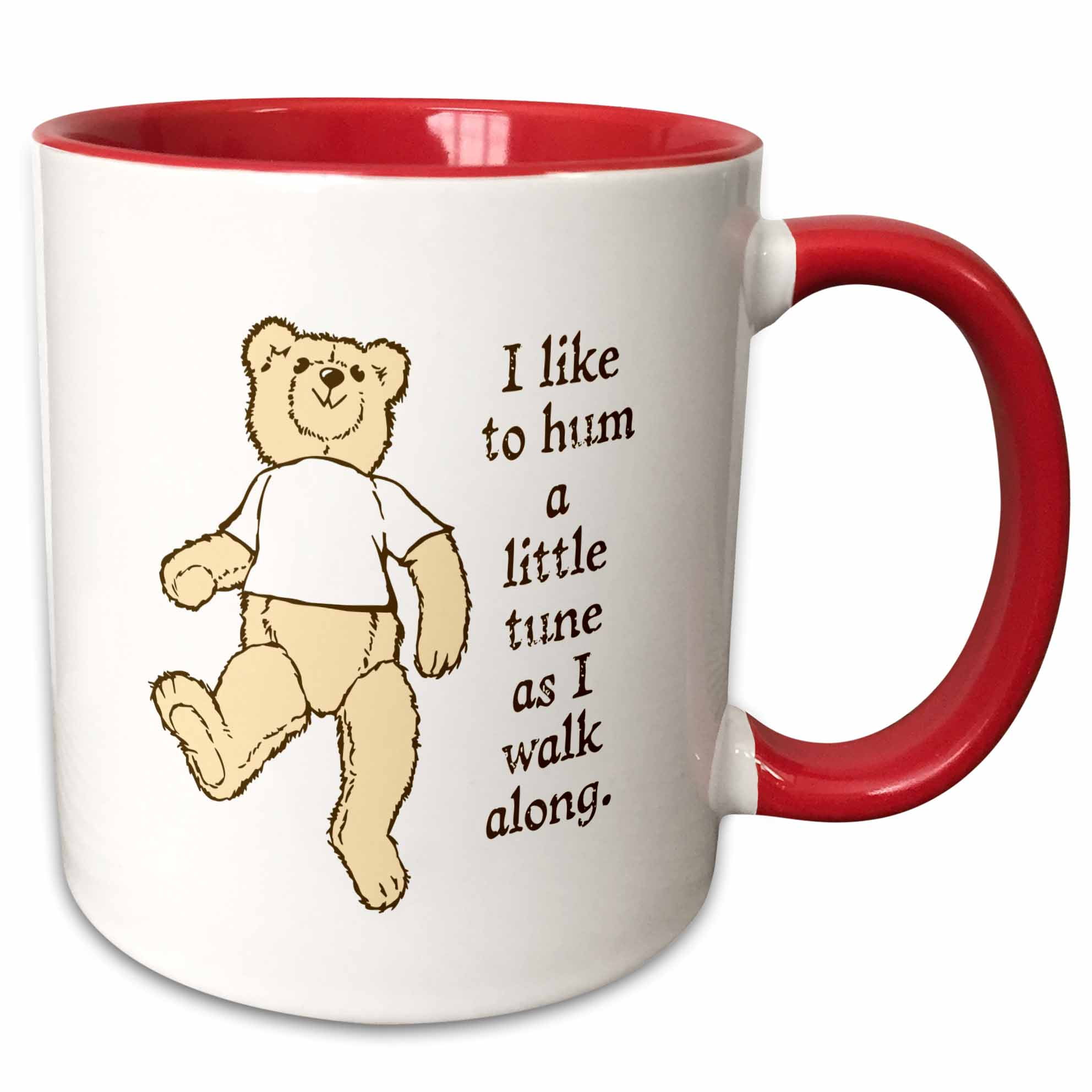 3drose, Hum a Little Tune- Cute Teddy Bear Illustration, 15oz Two-tone ...