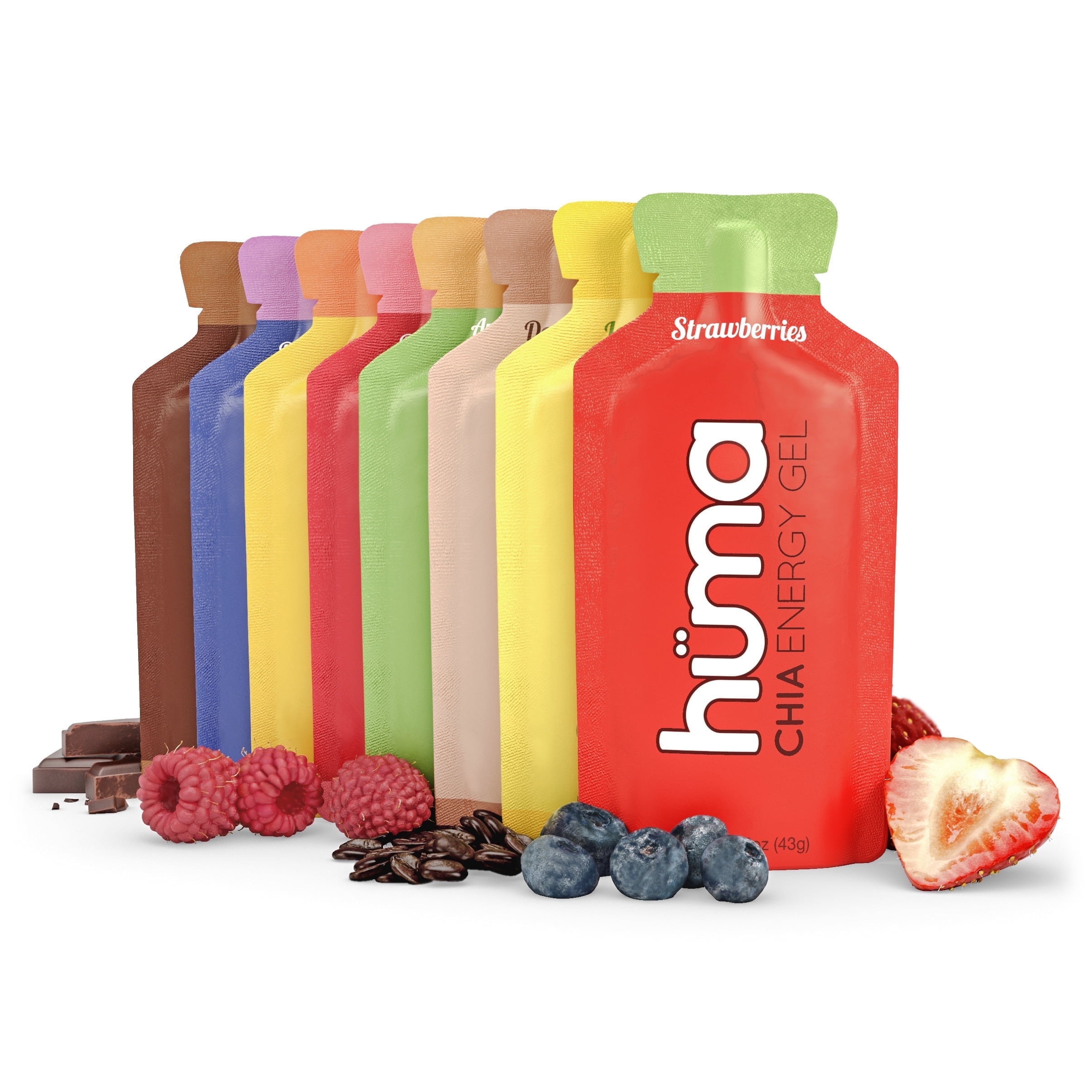 Huma Chia Energy Gel, Variety 12 Pack - Stomach Friendly, Real Food ...